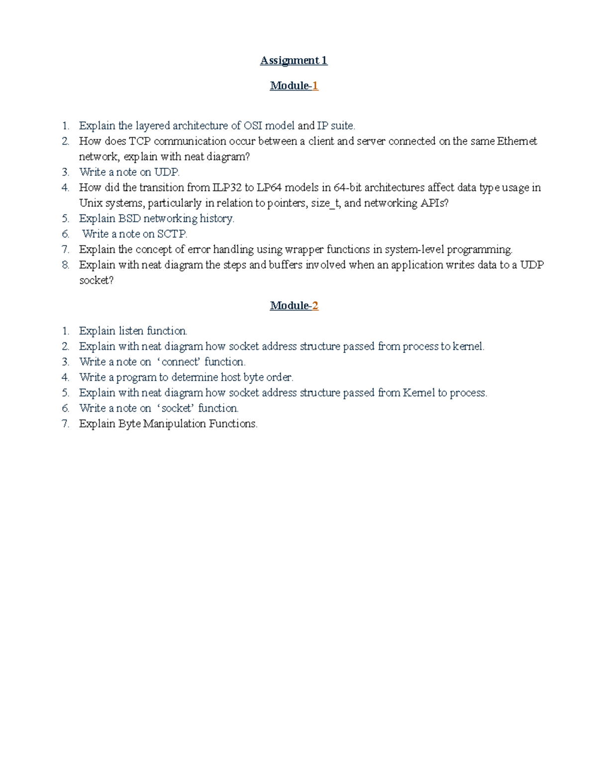 NP Assignment 1 - OSI Model, TCP/UDP, and Networking Concepts - Studocu