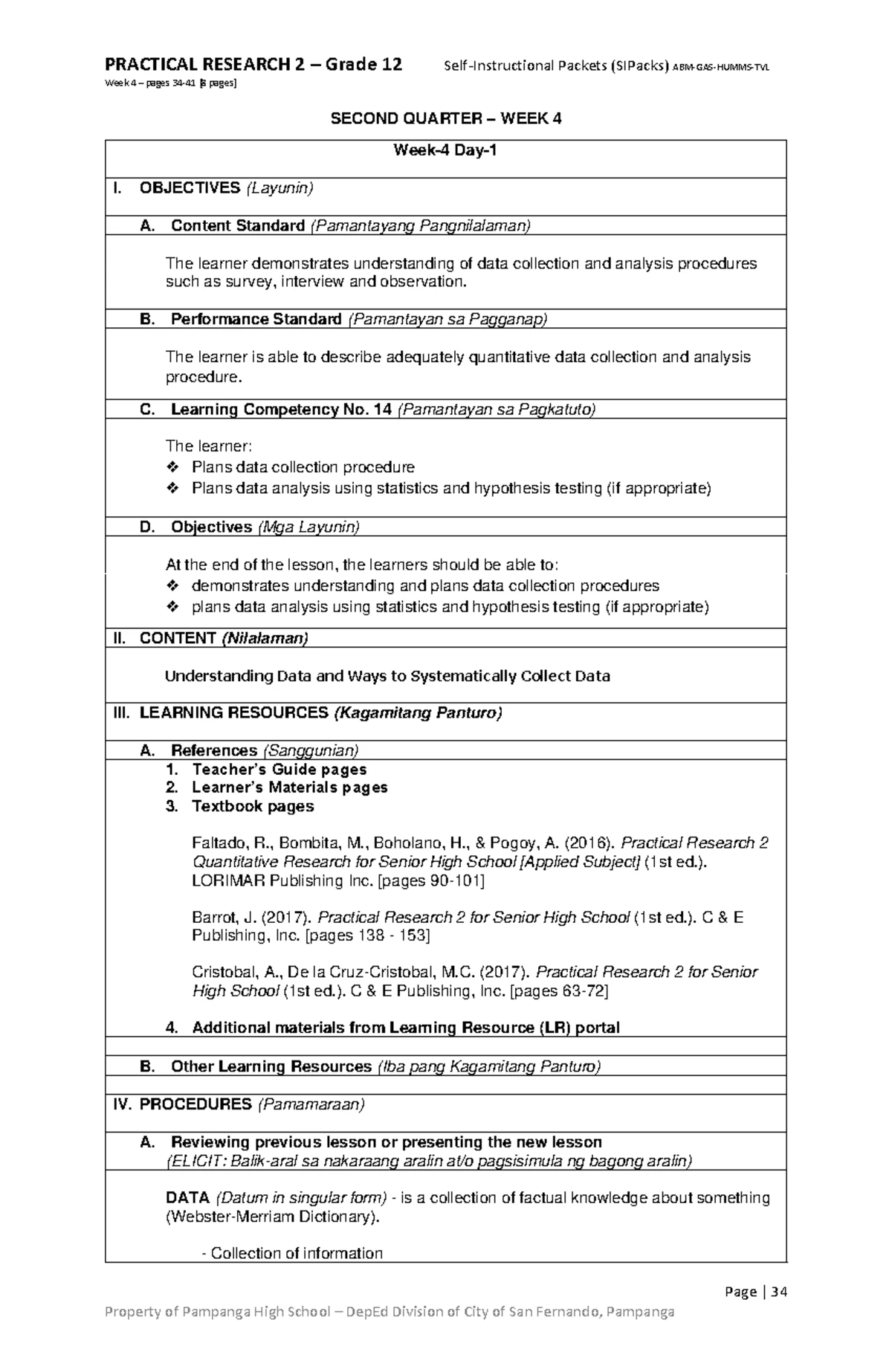 Practical Research 2 Quarter 2 – Module 8 Data Presentation and ...