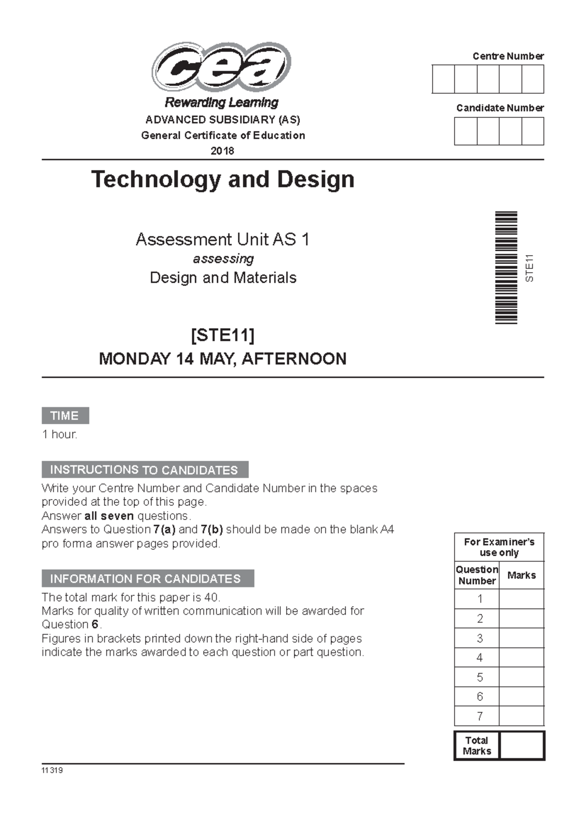 GCE-Technology and Design-599-Summer 2018-AS 1, Design and Materials ...