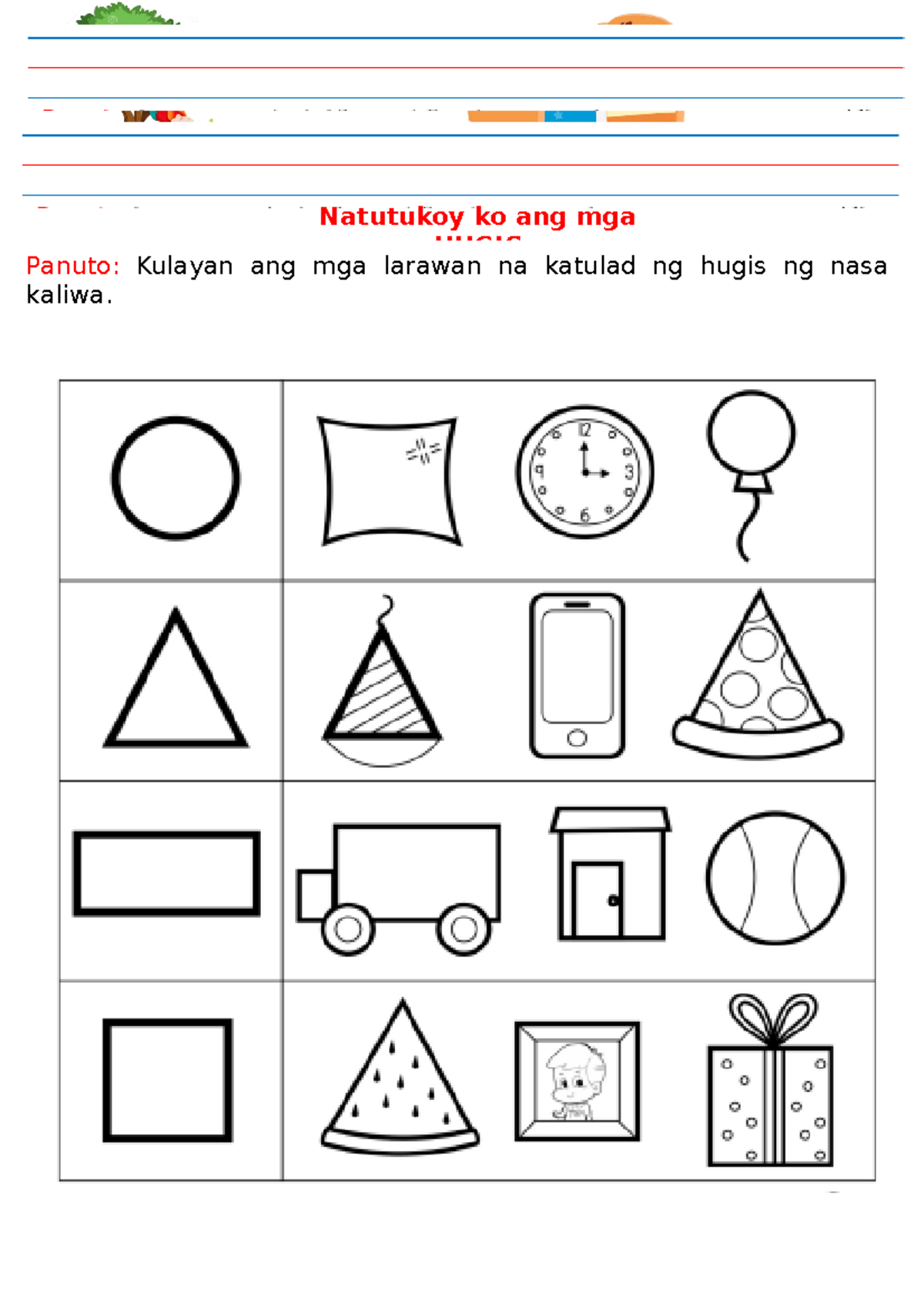Q1 Week 3 Day 1: Learning Shapes and Colors Activities - Studocu