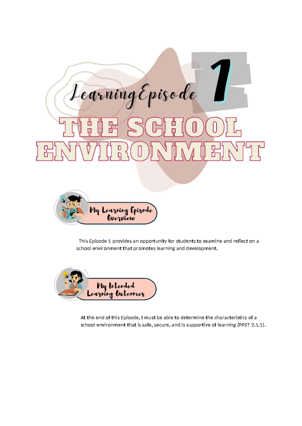 FS 1 Episode 1: Exploring a Supportive School Environment - Studocu
