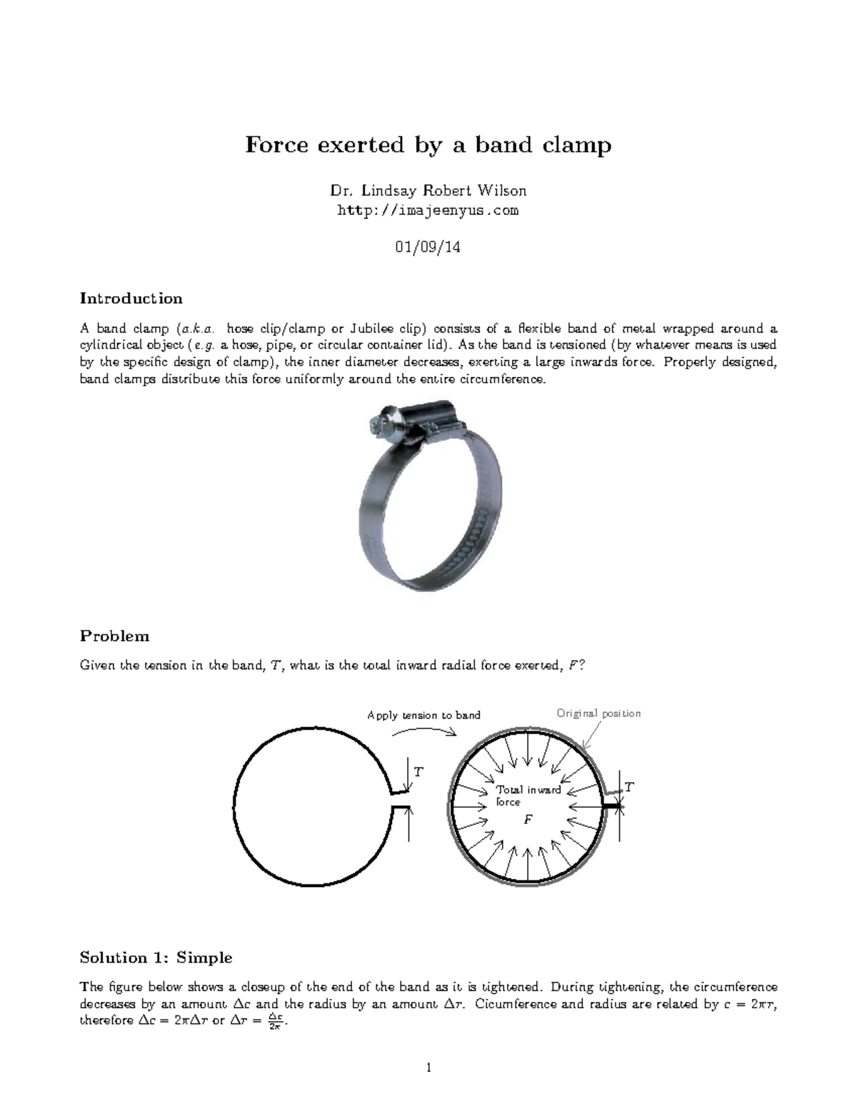 Band Clamp Force Analysis: Understanding Tension and Inward Force - Studocu