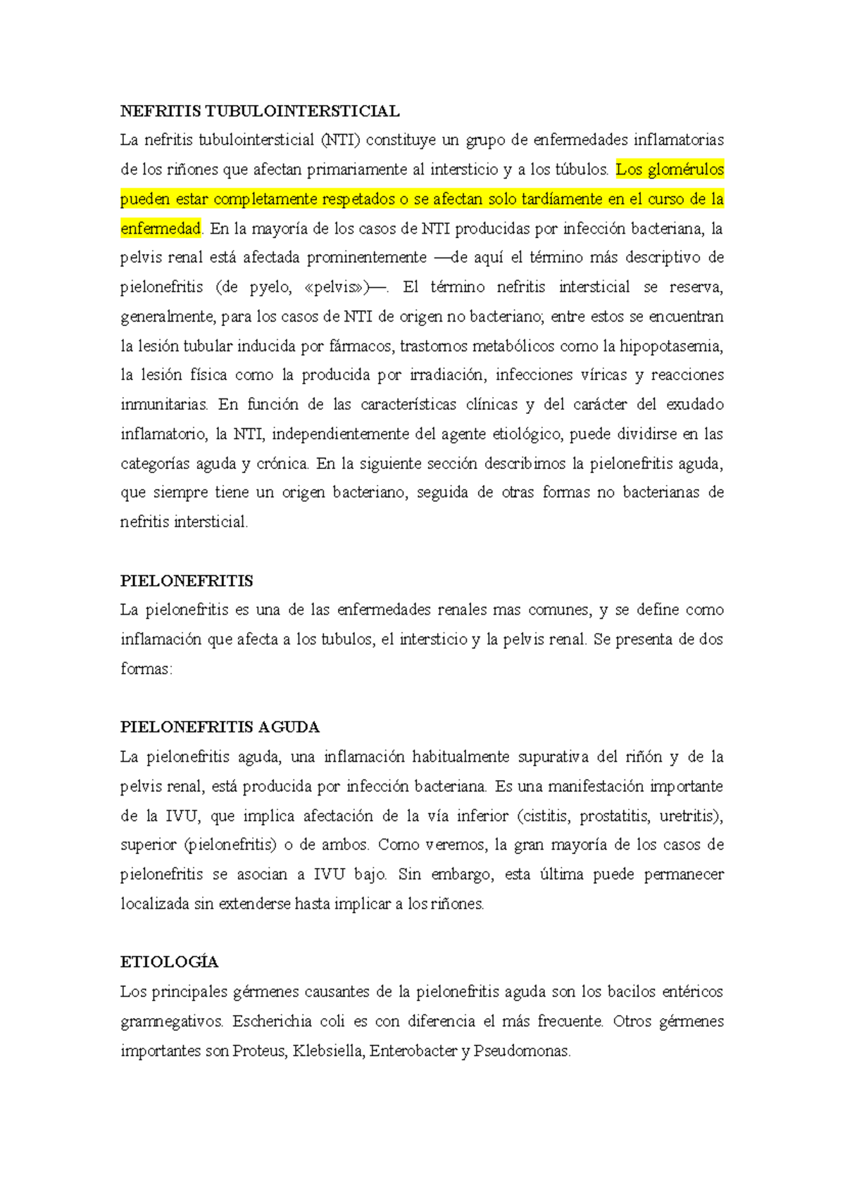NEF-301: Pielonefritis Aguda y Nefritis Tubulointersticial - Estudio ...