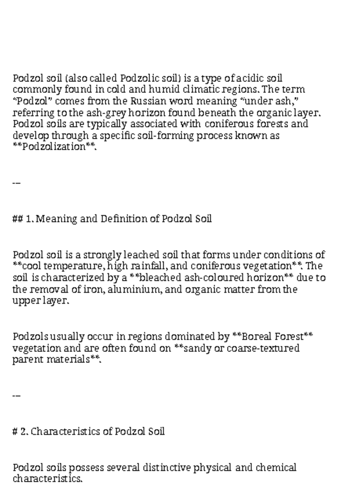 Podzol Soil Characteristics and Formation Process (GEOS 101) - Studocu