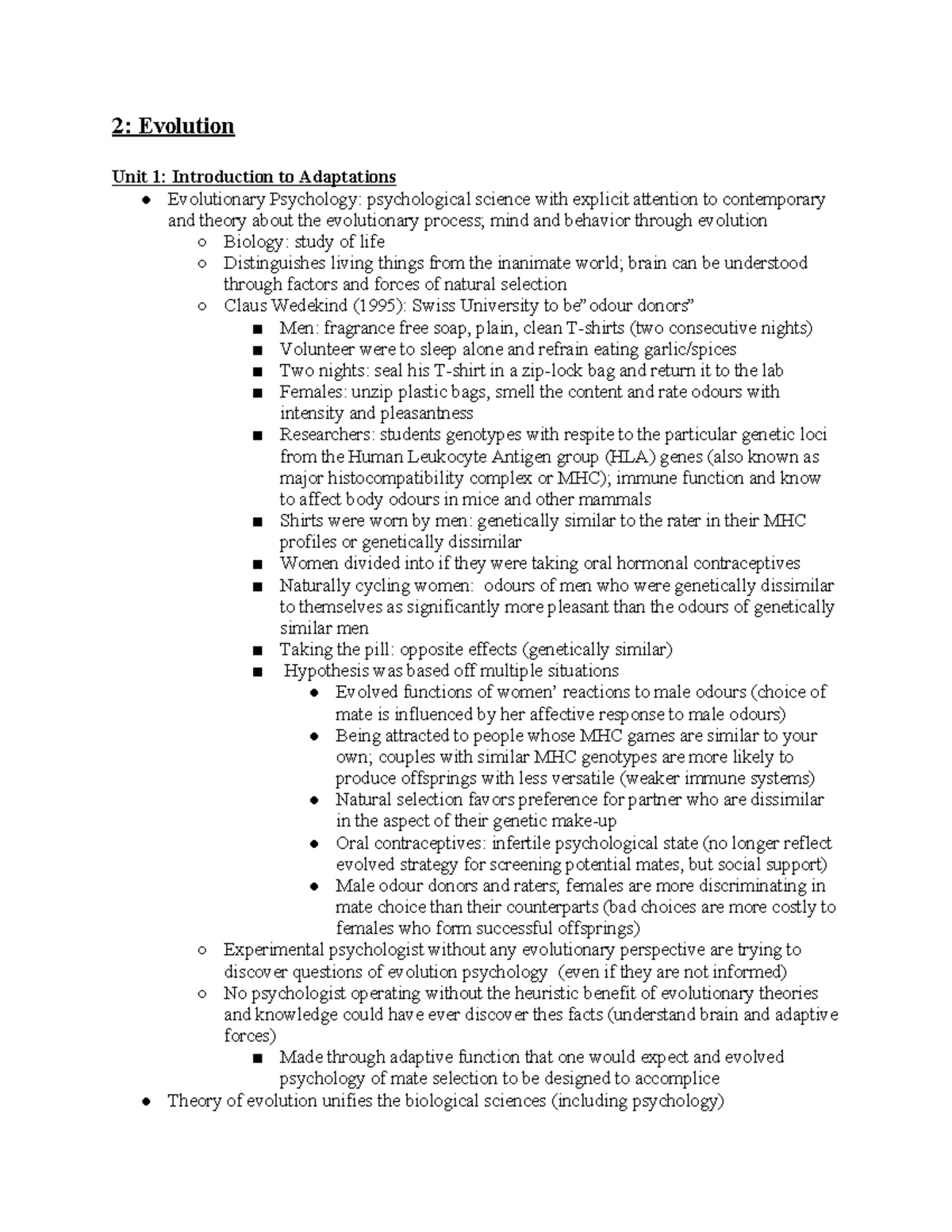 2: Evolution - Lecture Notes on Adaptations and Natural Selection - Studocu
