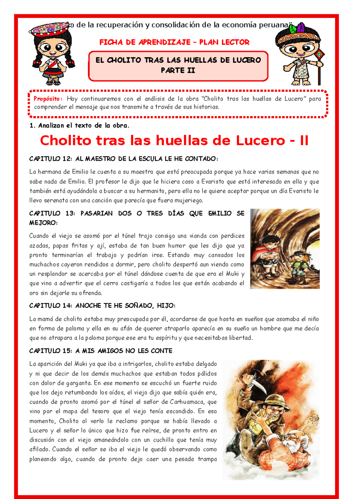 Ficha de Aprendizaje: Análisis de "Cholito tras las Huellas de Lucero ...