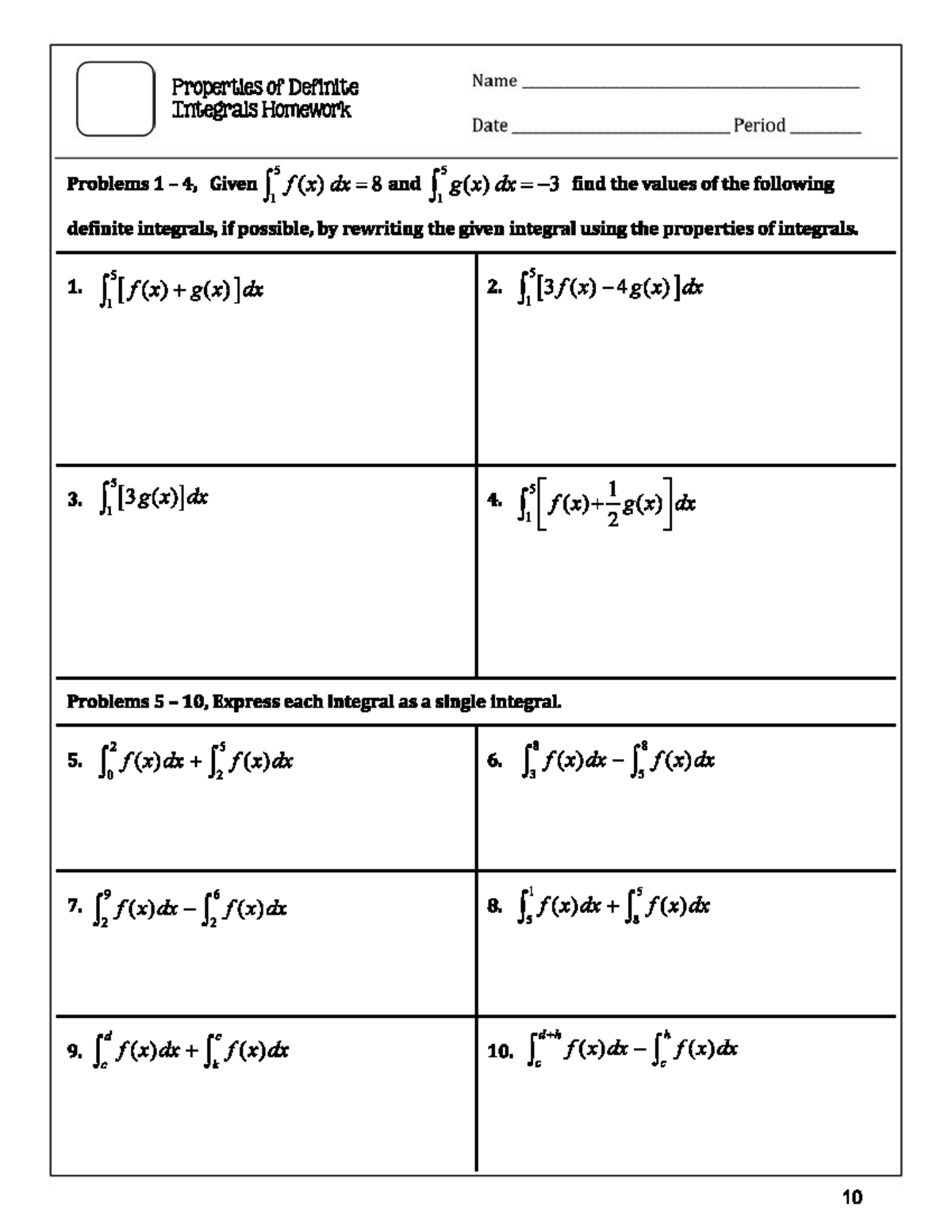 5.3 IP - Assignment HW for 5.3 unit of AP Calc BC - Properties of ...