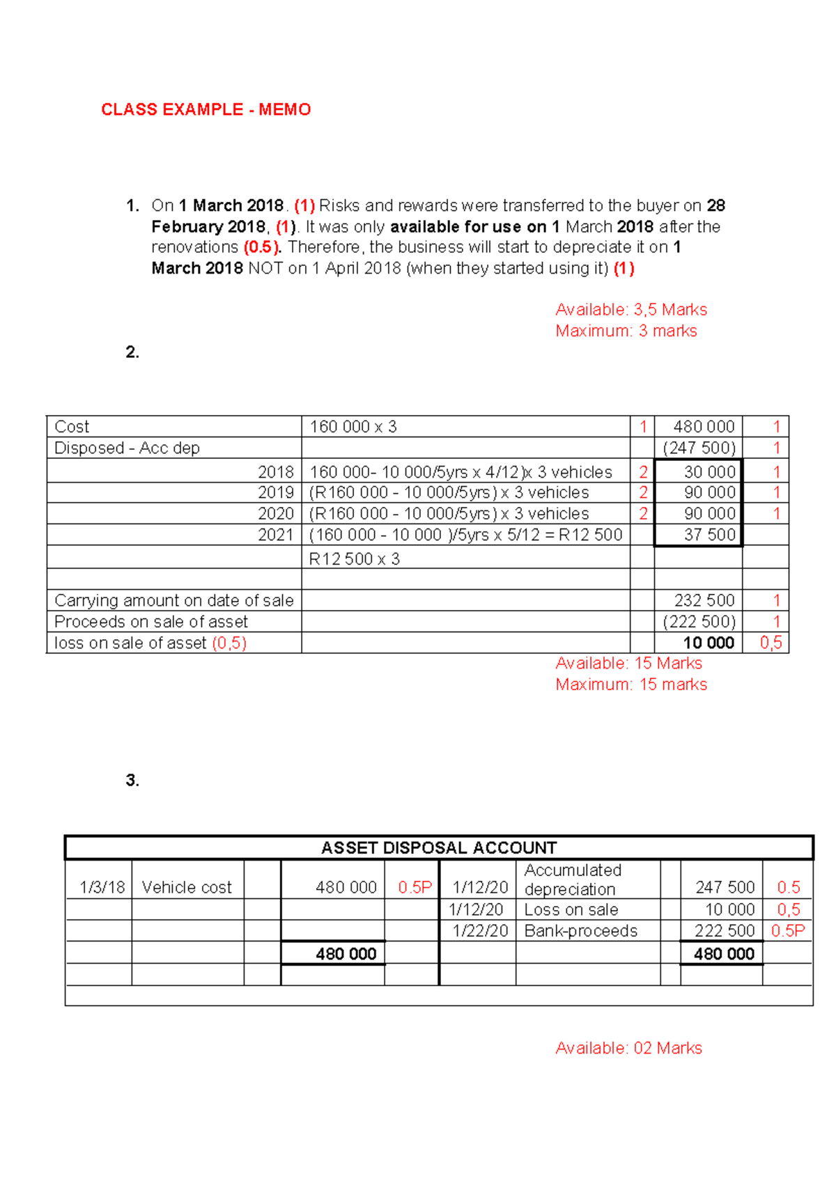 Class 1 & 2 Tutorial Question Memo: Asset Depreciation Analysis - Studocu