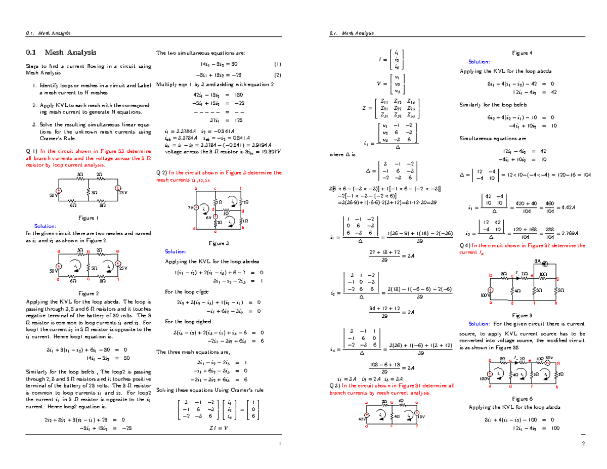 Mesh Analysis and Node Analysis: Comprehensive Study Guide (ECE 101 ...