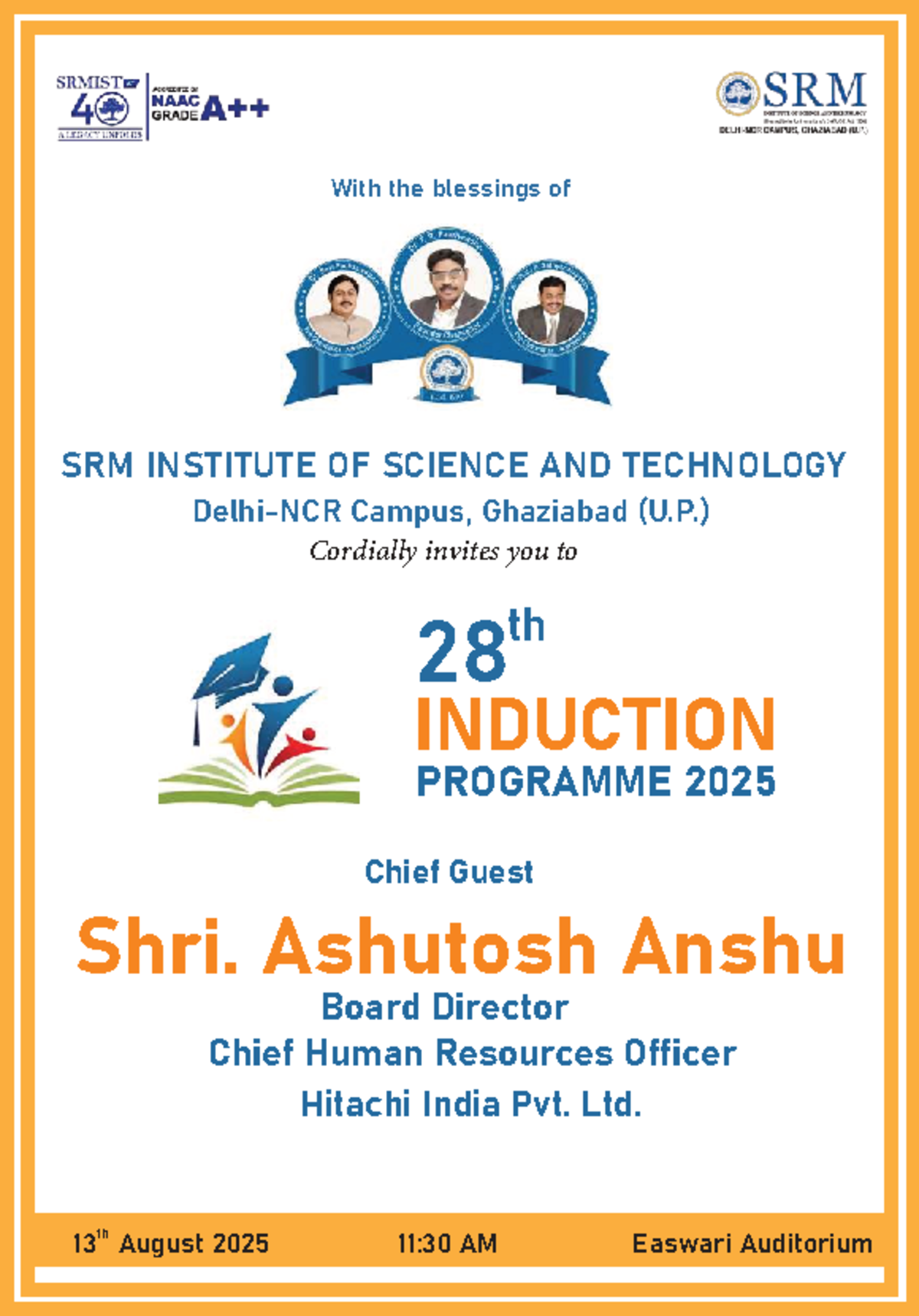 Invitation to the 28th Induction Programme 2025 at SRM IST - Studocu