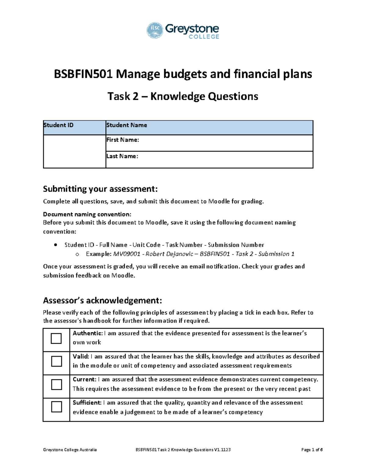 BSBFIN501 Task 2 Knowledge Questions & Budget Management Insights - Studocu