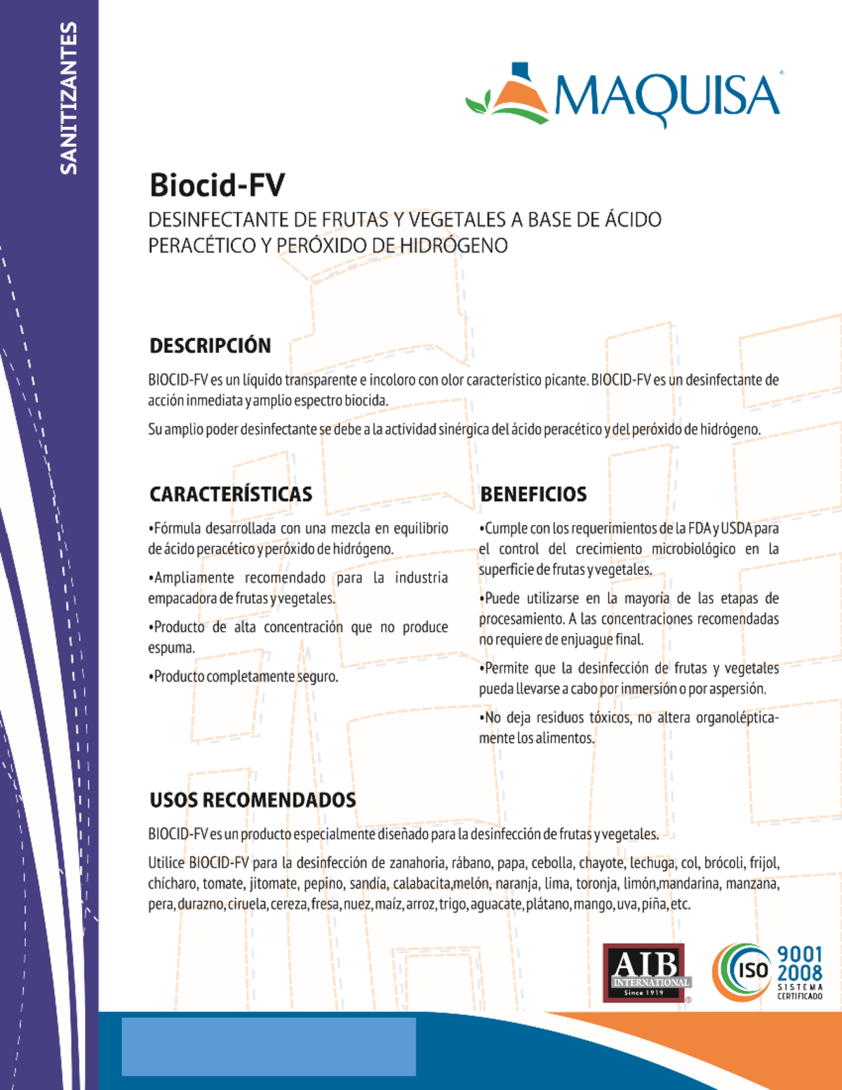 Hoja de datos de seguridad del Biocid FV BM - MAQUISA DESINFECTANTE DE ...
