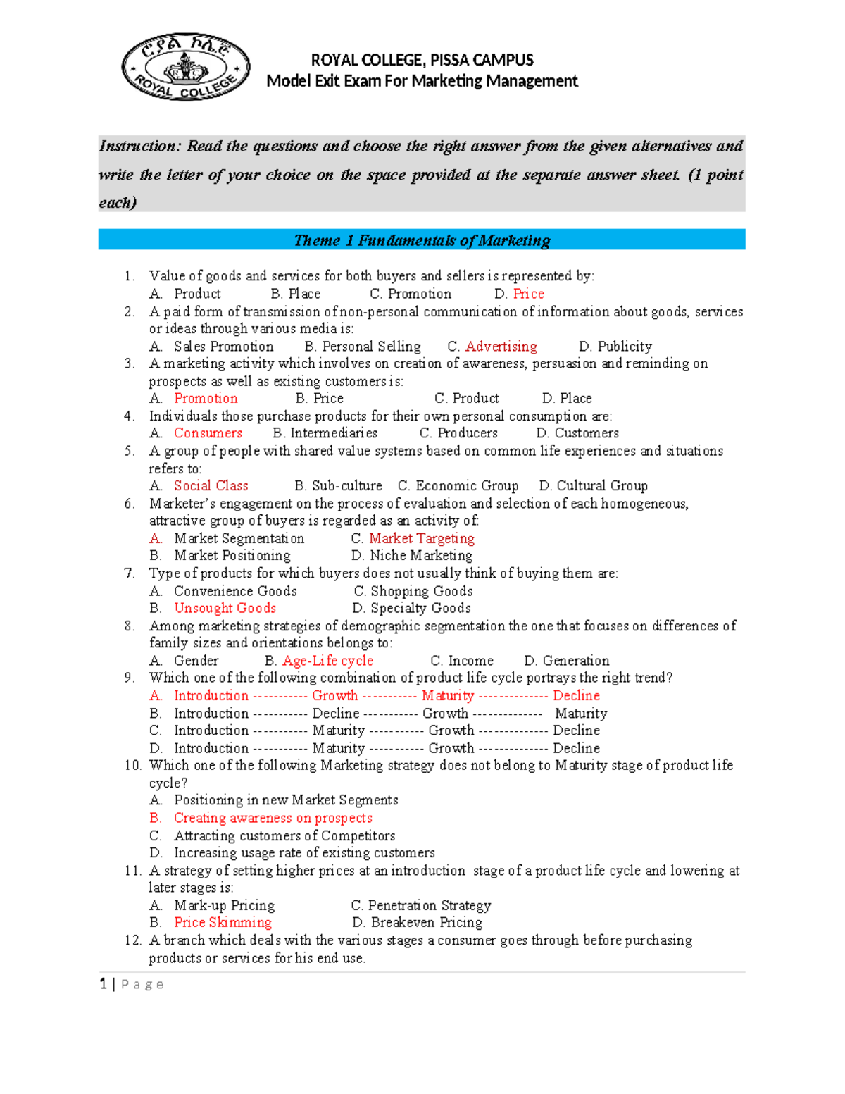 Marketing Management Model Exit Exam C: Comprehensive Review Guide ...