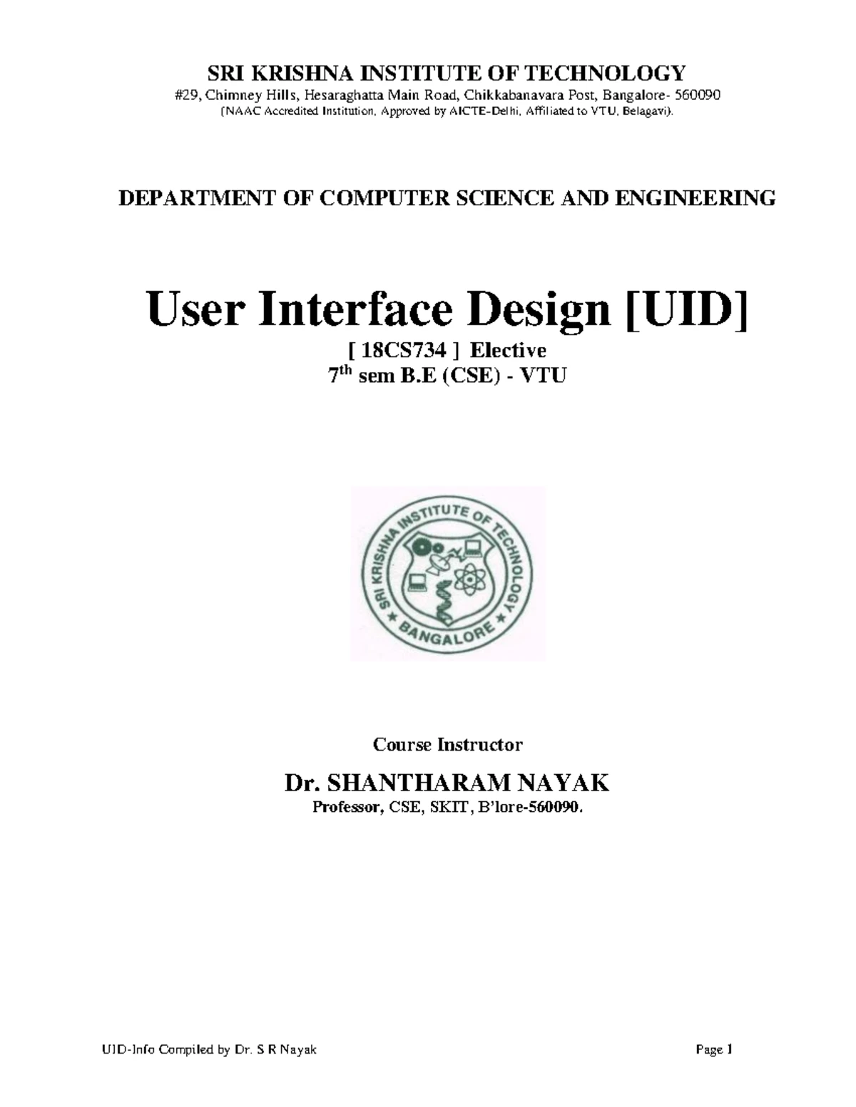 BBOC407 - Biology for Engineers Course Handout and Assessment Guide ...