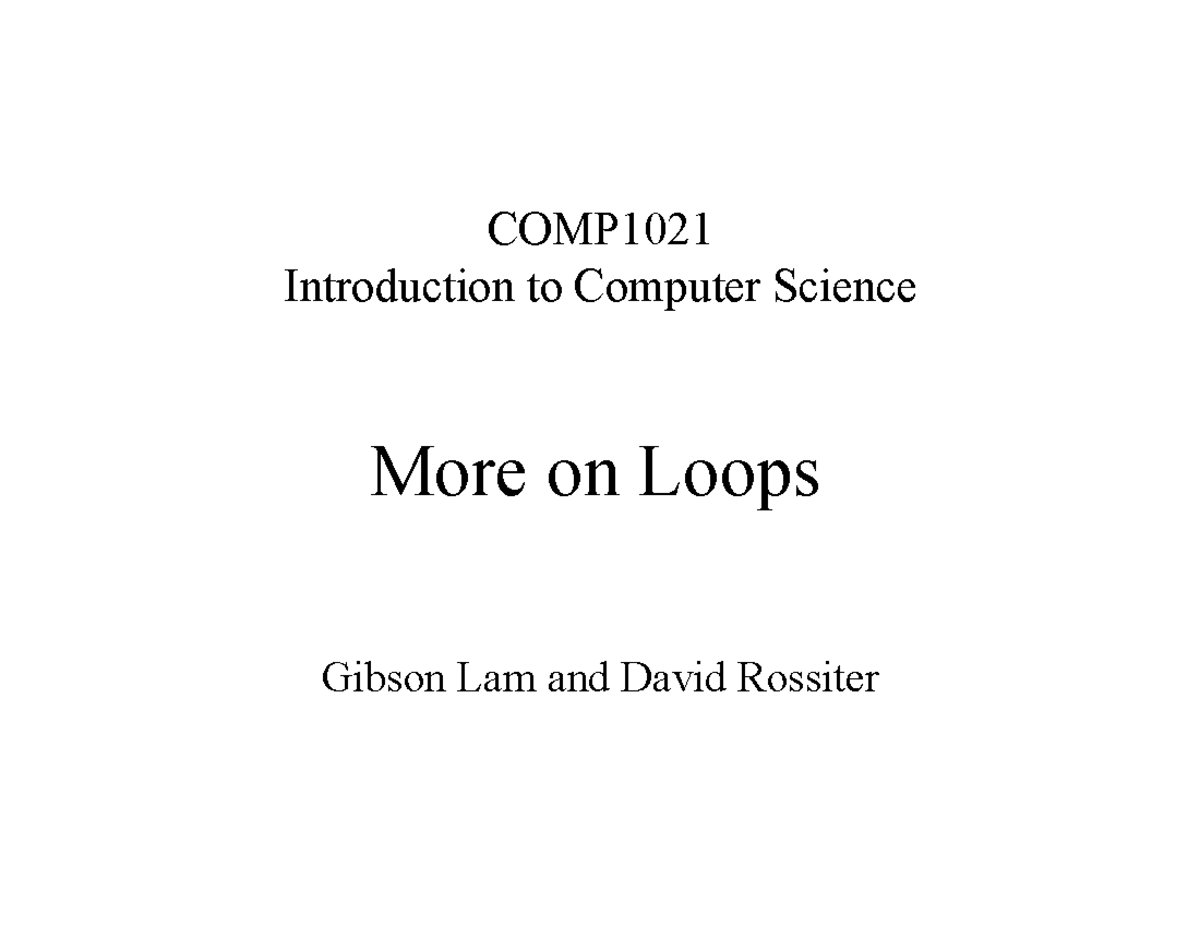 COMP1021 More on Loops: Using Break and Continue Commands - Studocu