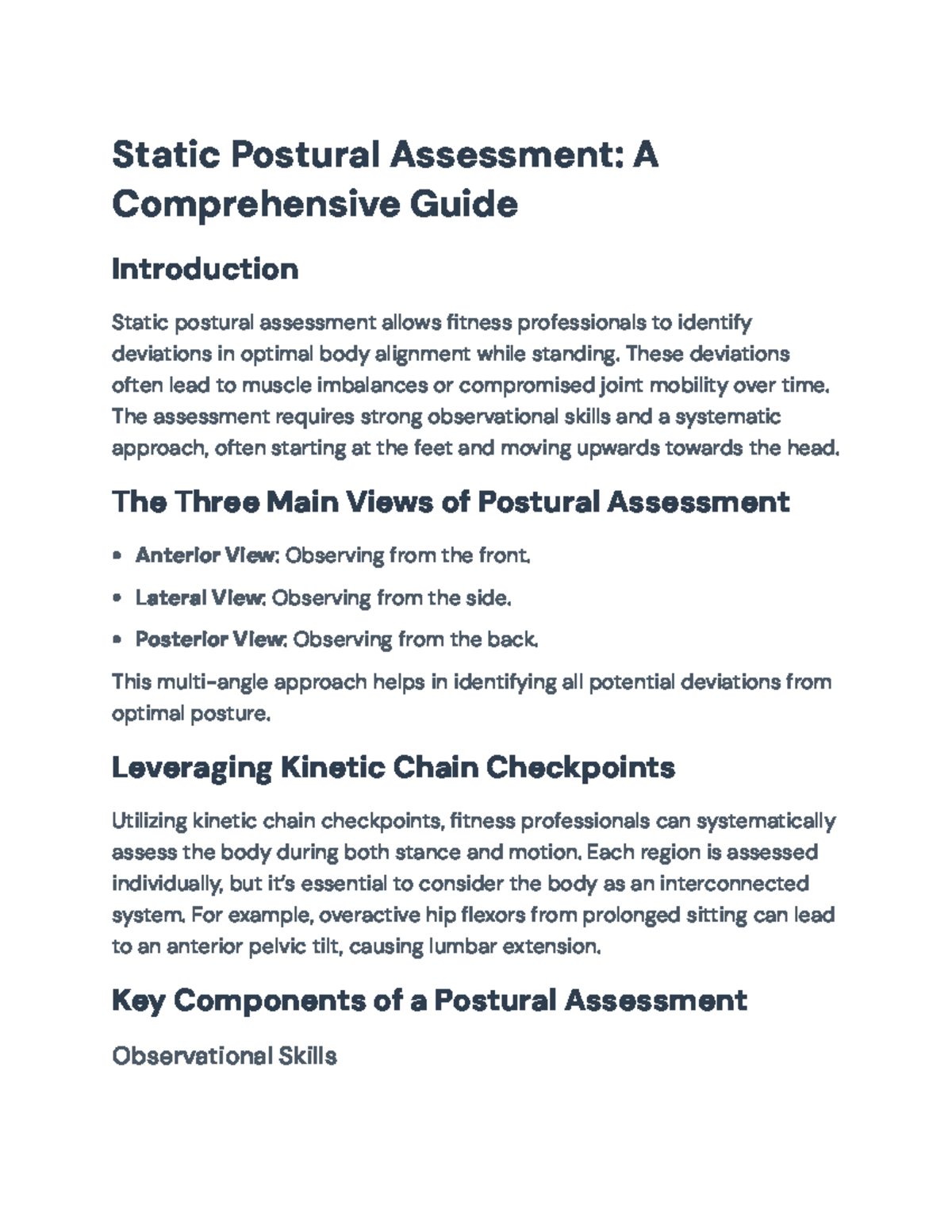 Static Postural Assessment Essential Guide For Fitness Pros Studocu