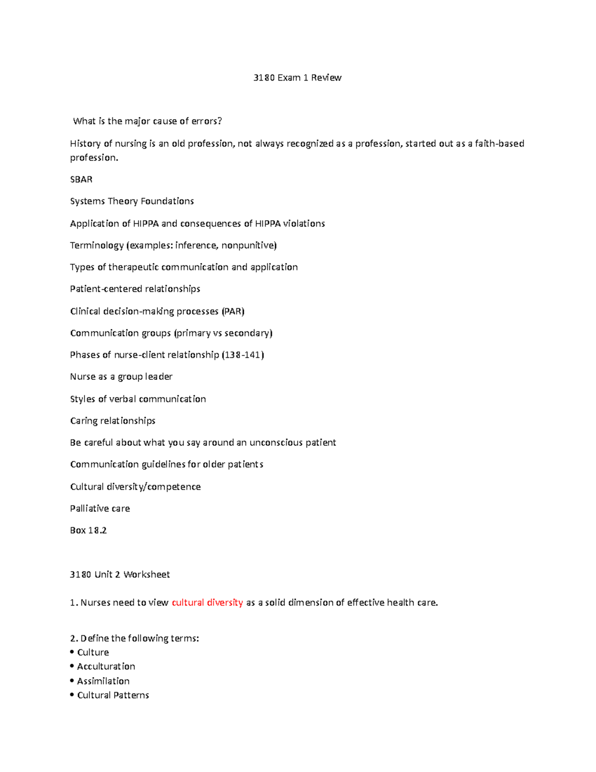 3180 Exam 1 Review: Key Concepts and Communication Strategies - Studocu
