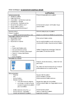 Fiche technique du pansement simple d - Fiche technique d’un pansement ...