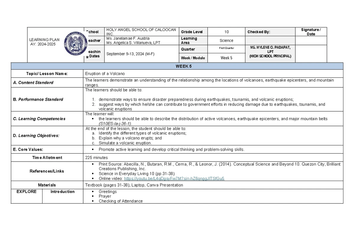 7Es Detailed Lesson Plan Format for Science - Quarter 4 - Studocu