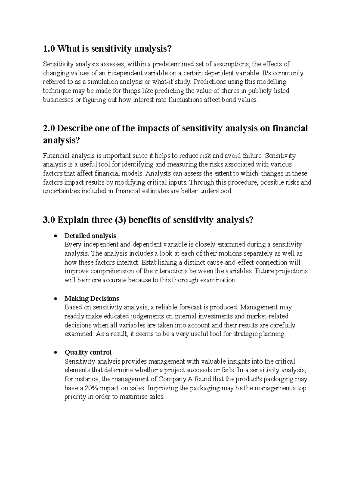 Assessment Chapter 8: Sensitivity Analysis in Financial Models (FIN534 ...
