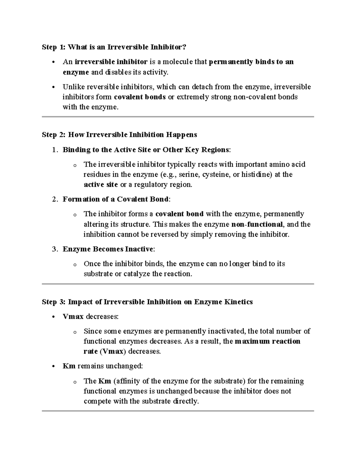 Irreversible Inhibitors in Enzyme Kinetics: Mechanisms & Examples - Studocu