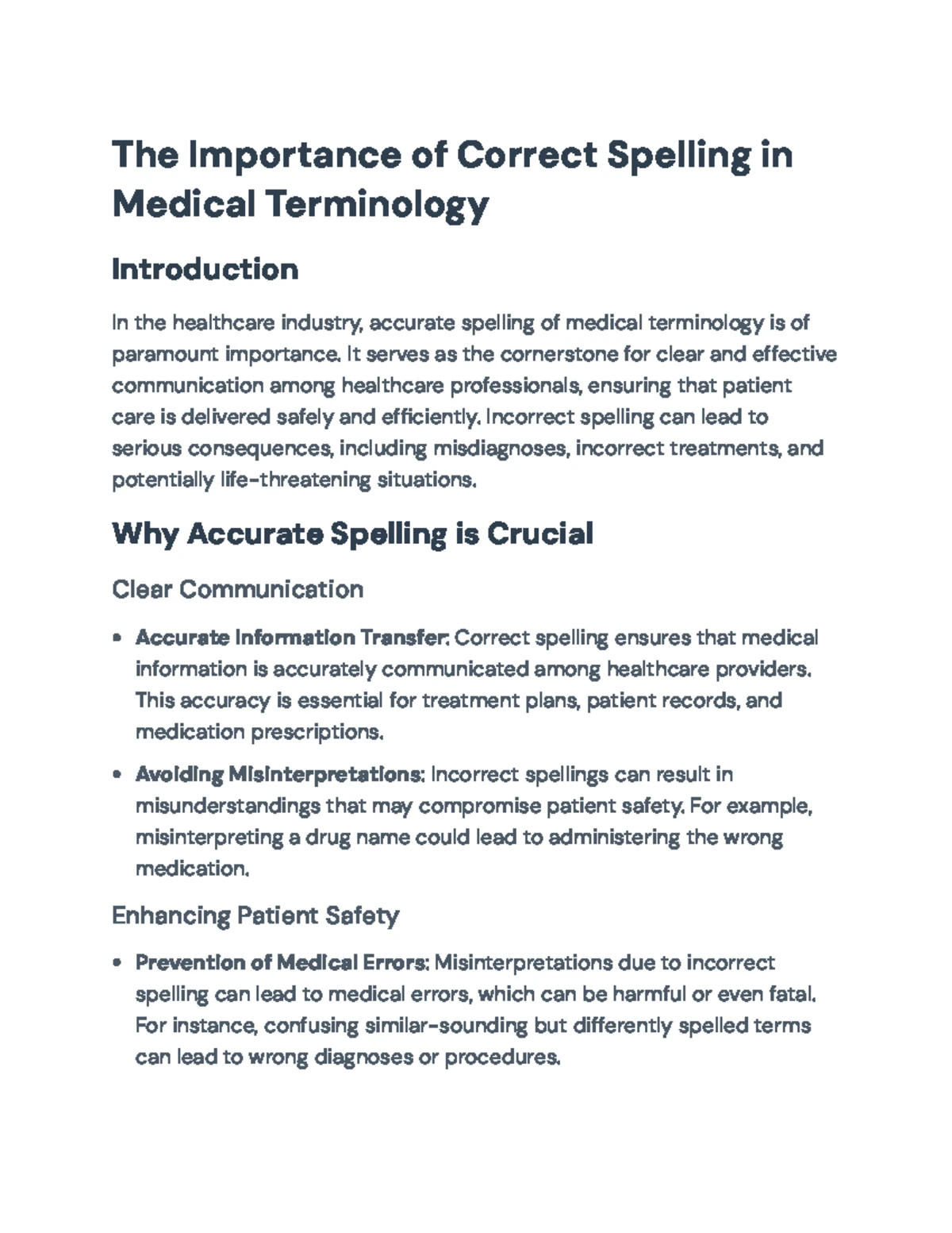 Medical Terminology [MED101]: The Crucial Role of Accurate Spelling ...