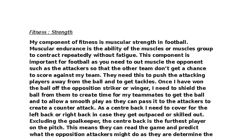 Fitness Analysis: Strengths & Weaknesses in Football Skills (PE101 ...