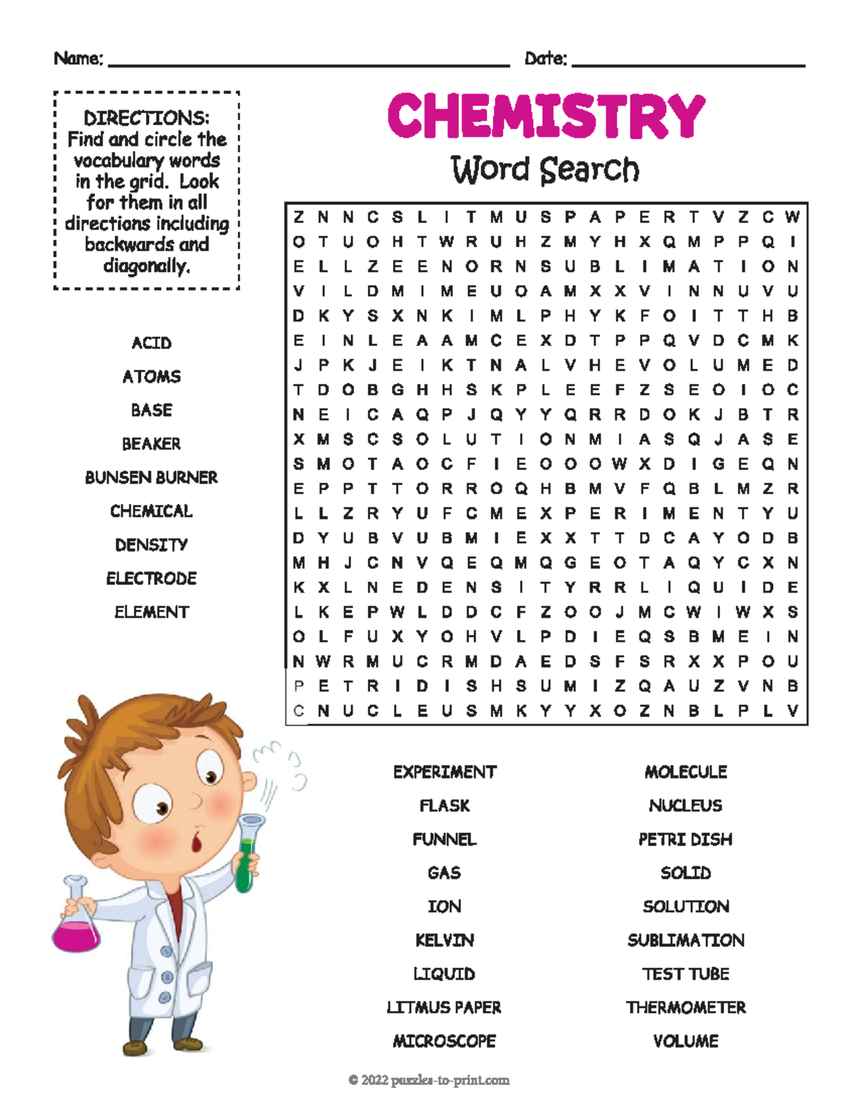 CHEM 2022 Vocabulary Word Search Activity - Studocu