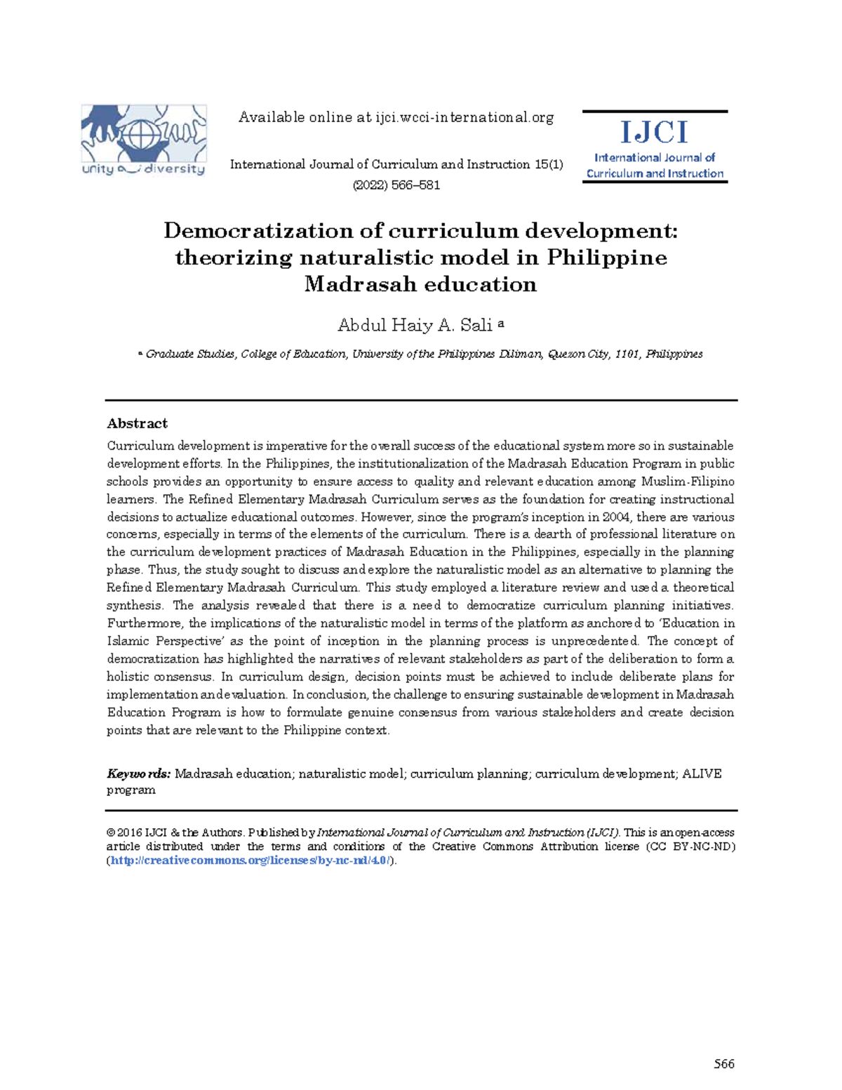 Democratization of Curriculum Development in Philippine Madrasah ...