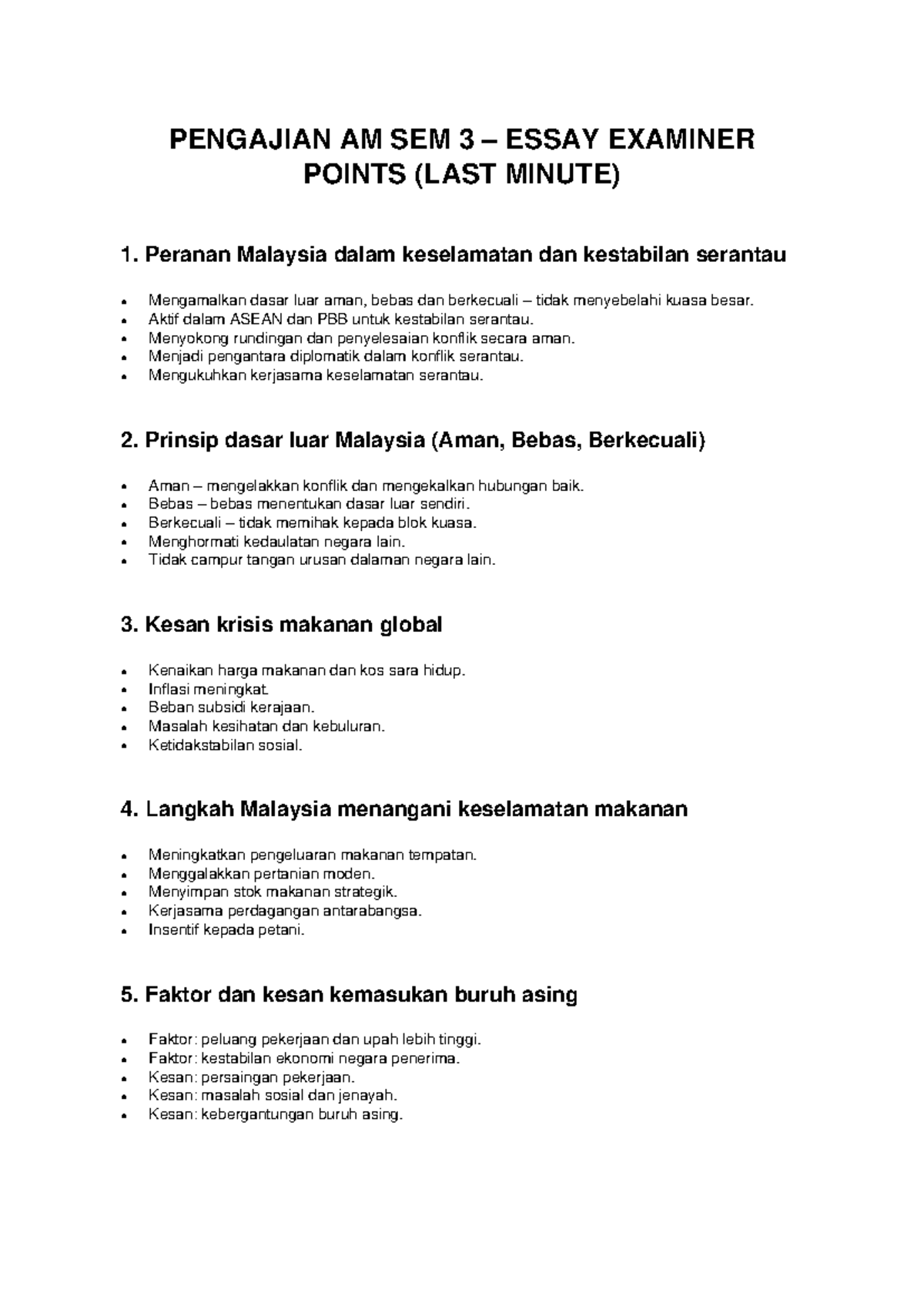 PAM SEM 3 ESSAY EXAMINER POINTS: KEY TOPICS & INSIGHTS - Studocu