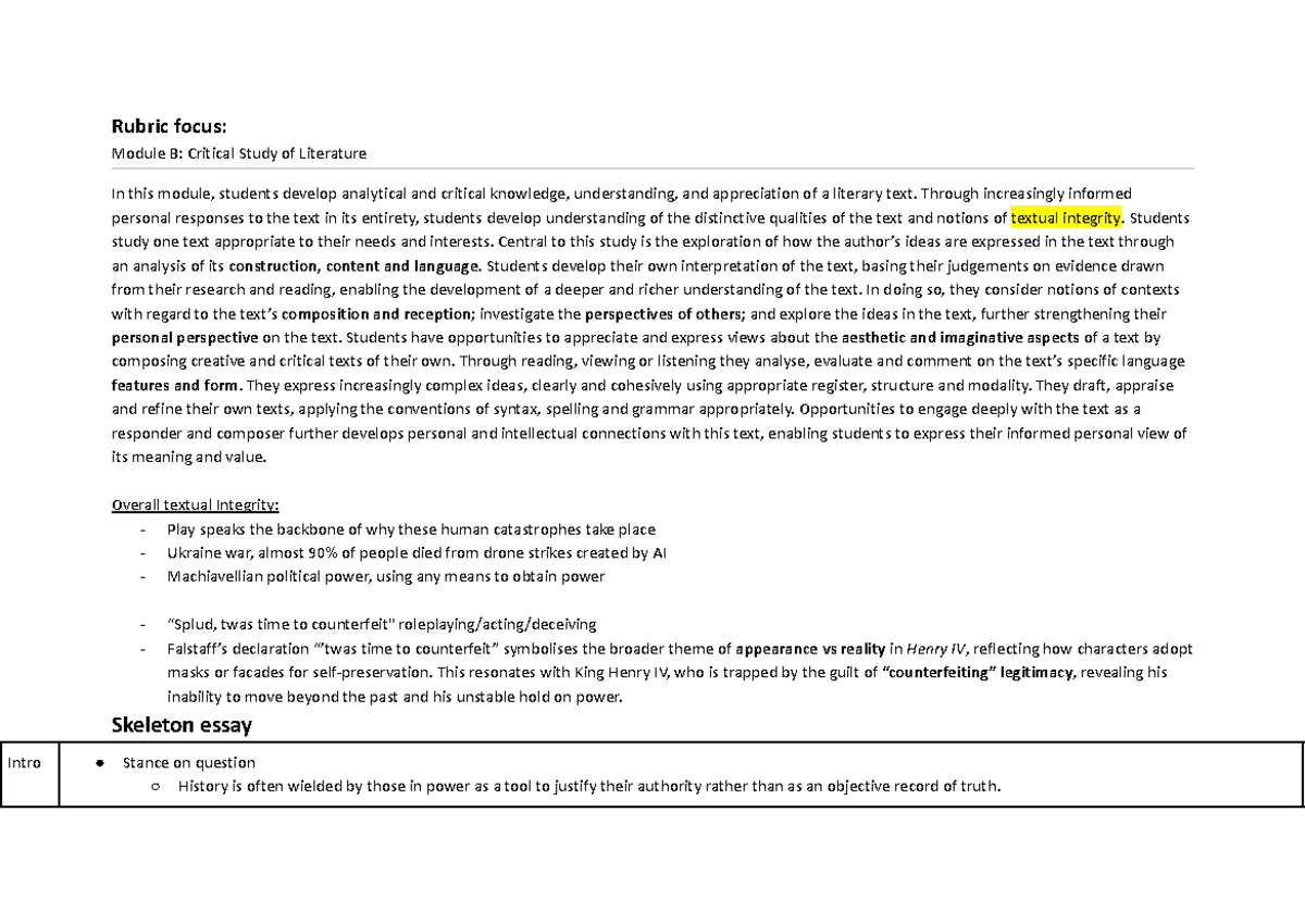 HSC ENG Prep - Mod B: Critical Analysis of King IV Part 1 - Studocu