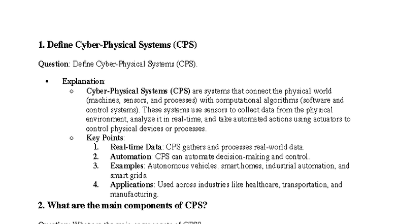 CPS Overview and Applications: Key Concepts and Case Studies - Studocu