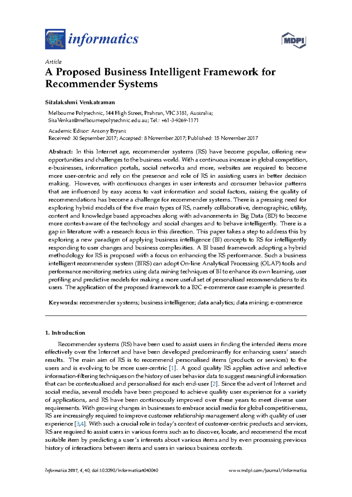 Informatics-04-00040 - informatics Article A Proposed Business ...