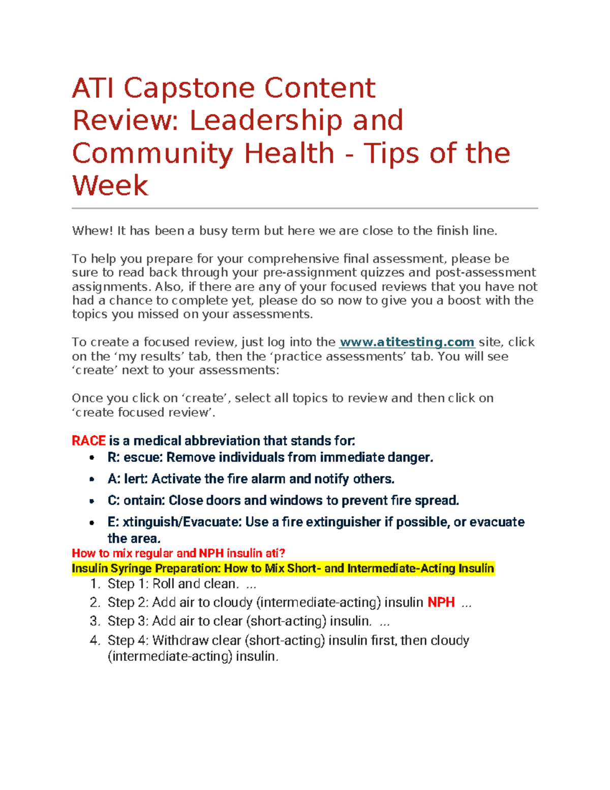ATI Capstone Leadership - Final Review Guide and Tips for Success - Studocu