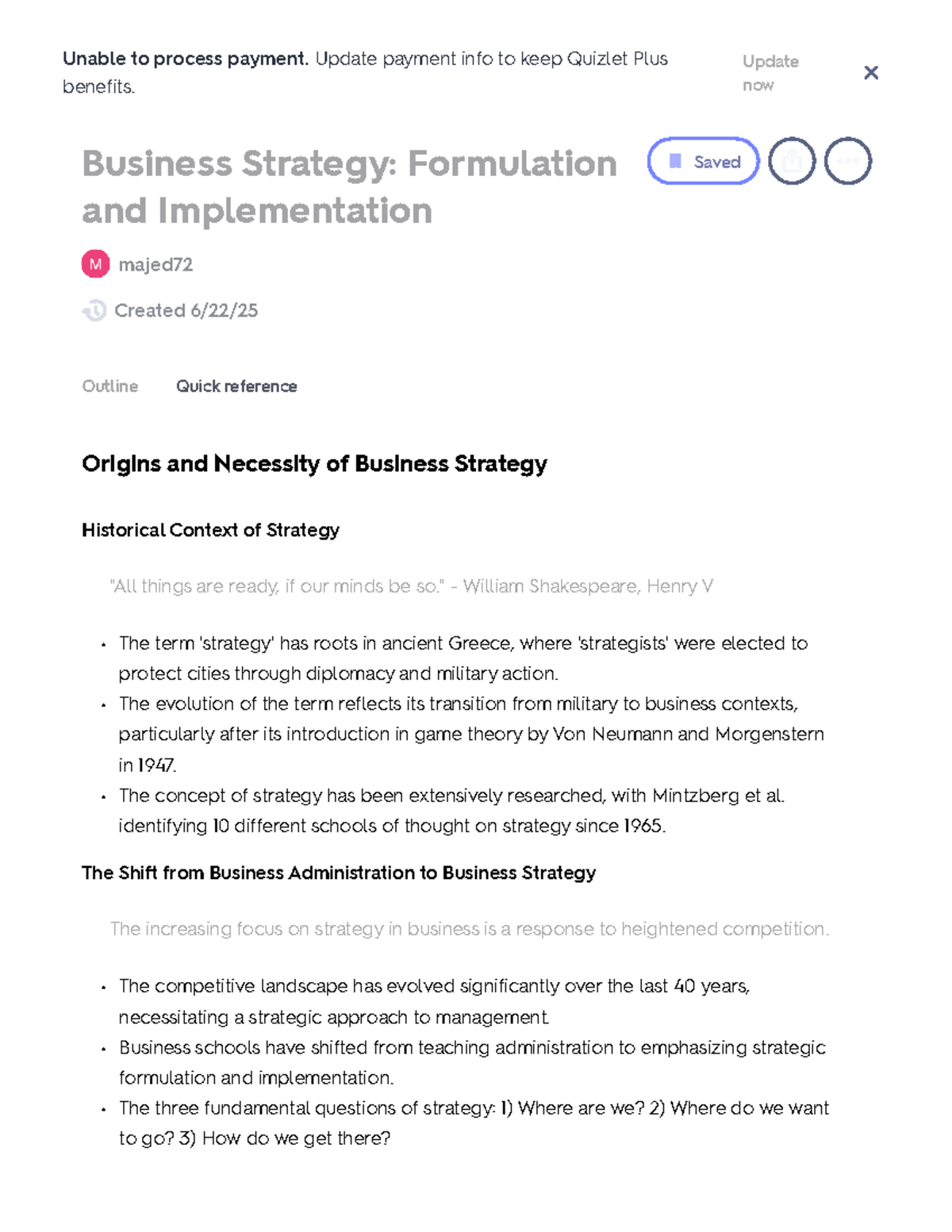Business Strategy Formulation: Key Concepts and Frameworks - Studocu