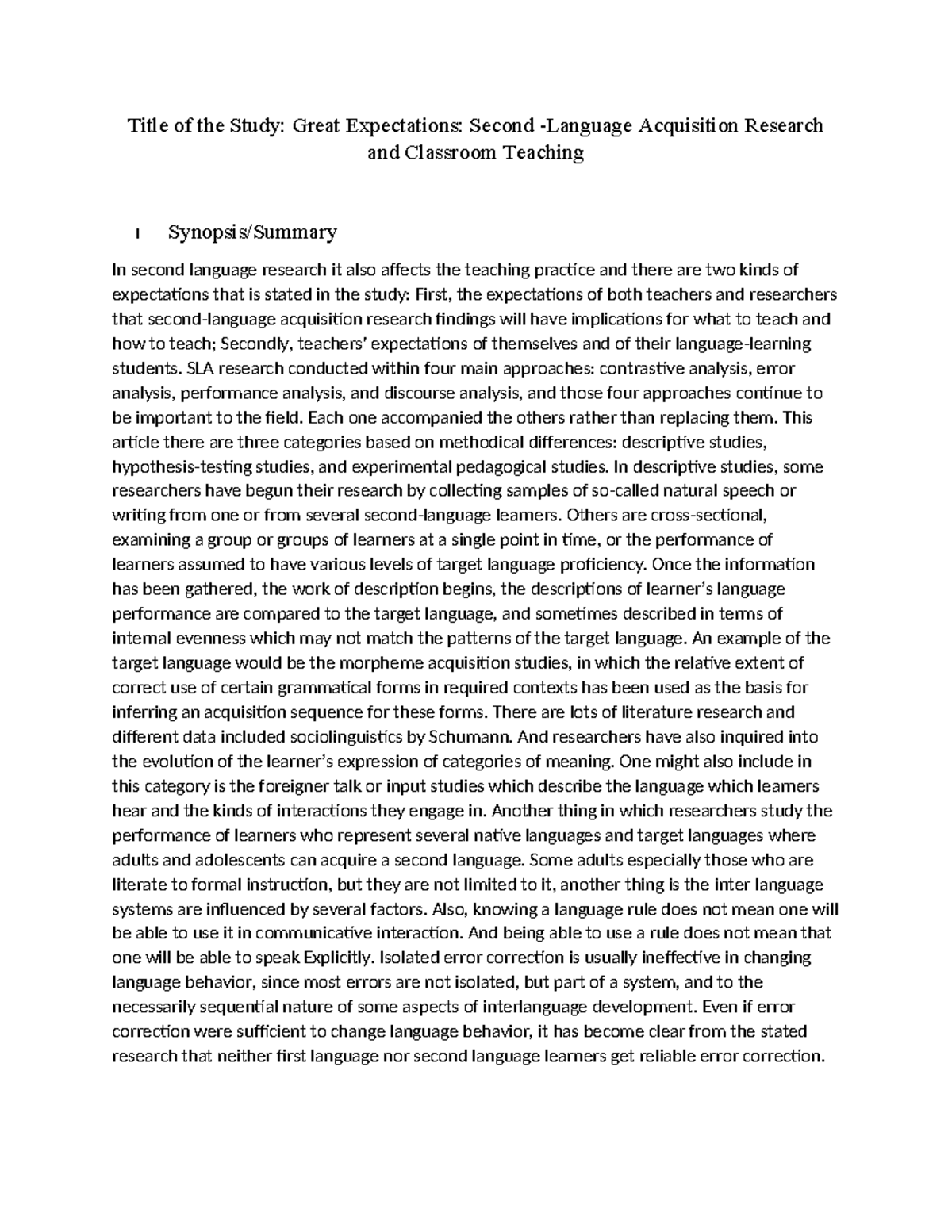 Lecture Notes on SLA Research: Great Expectations & Sociolinguistics ...