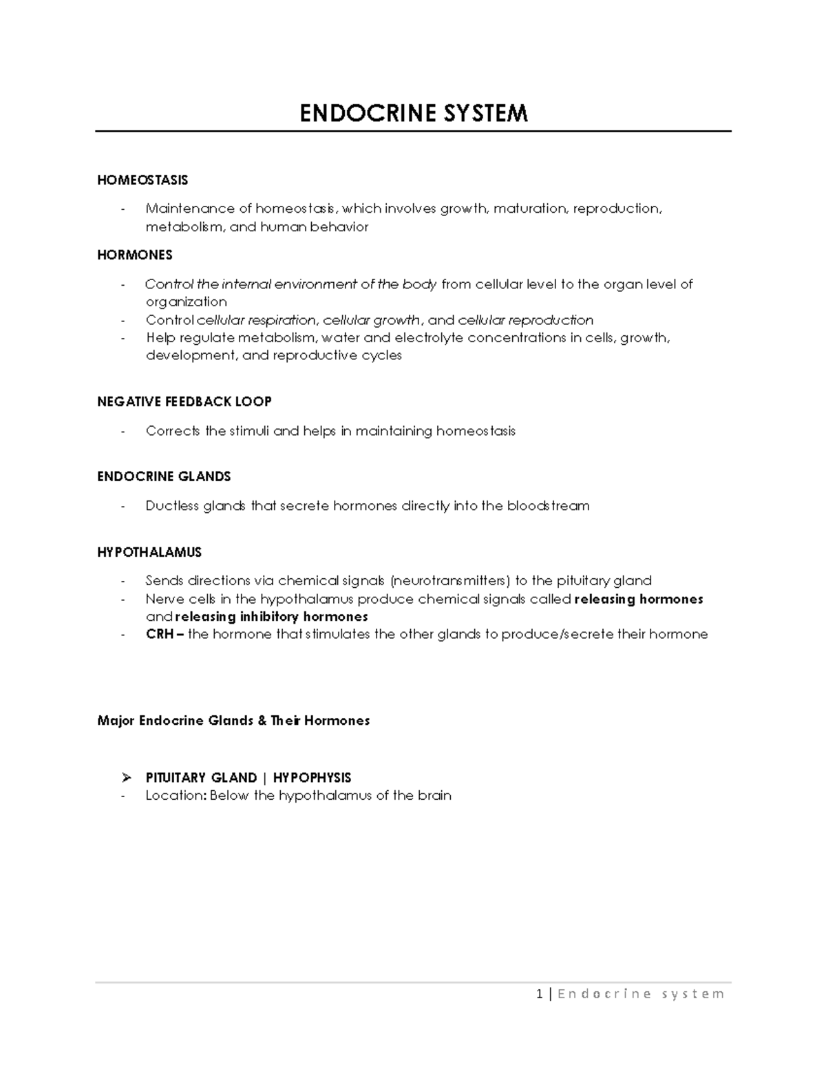 Endocrine-system - hhh - ENDOCRINE SYSTEM HOMEOSTASIS Maintenance of ...