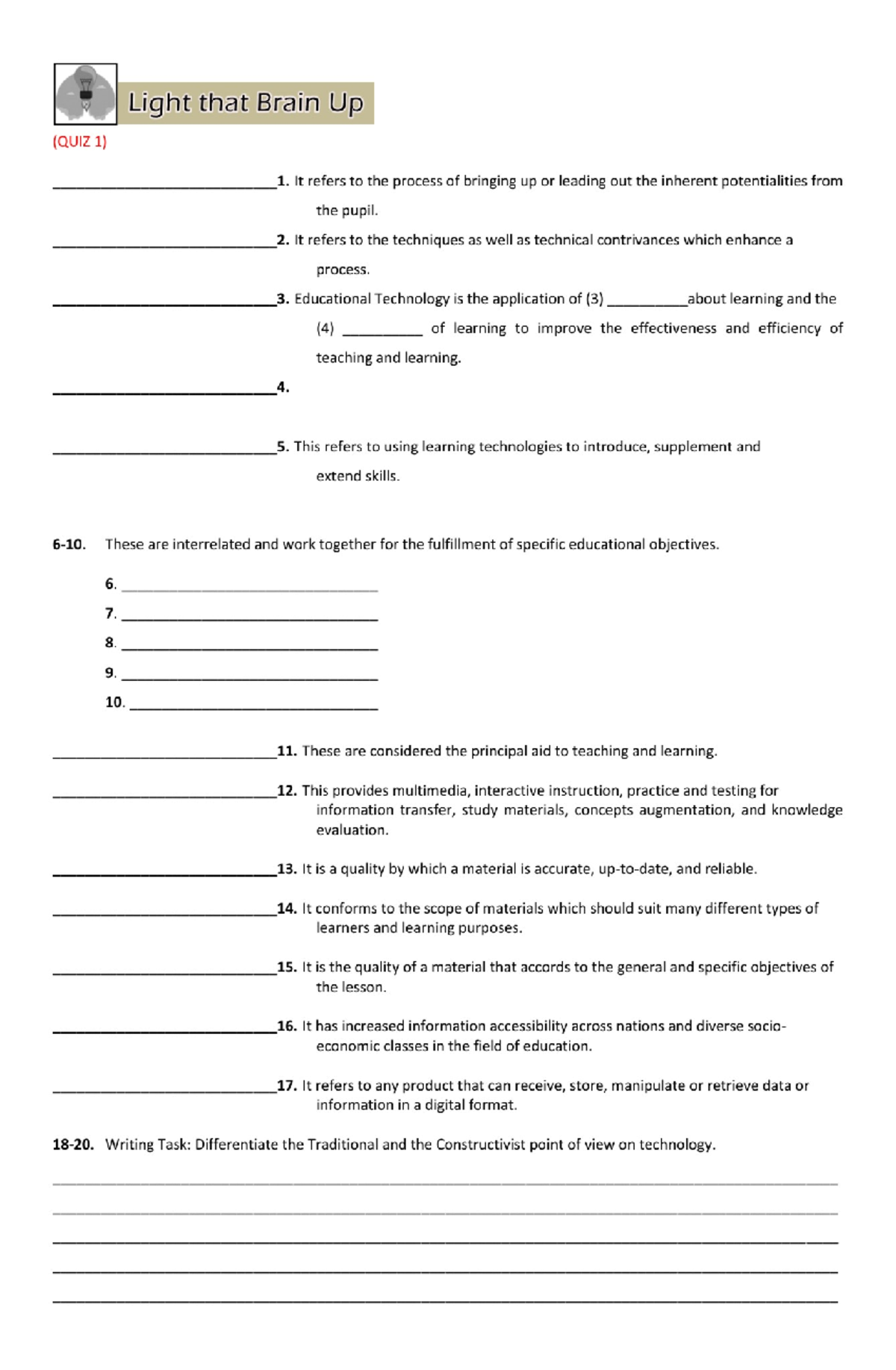 Educational Technology Insights (QUIZ 1) - Studocu