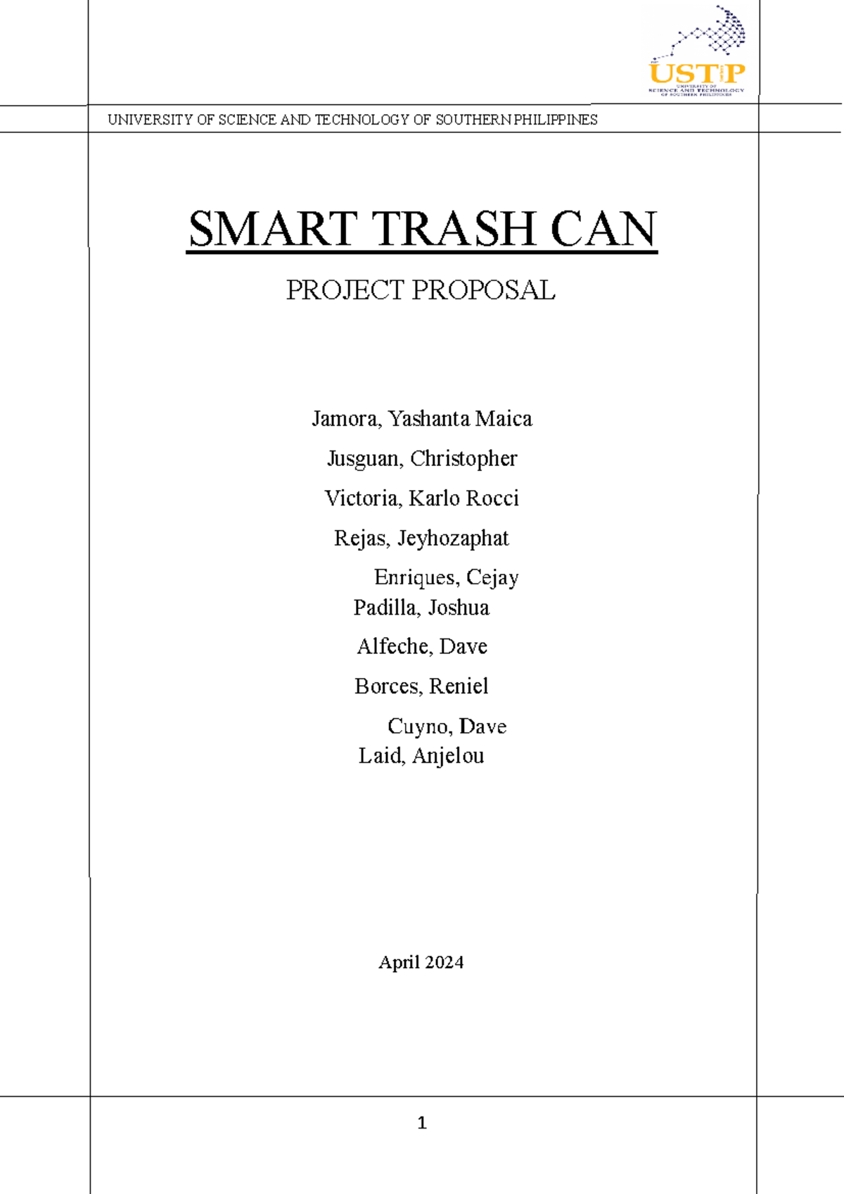 Project Proposal: Smart Trash Can Development Plan (ENG 101) - Studocu