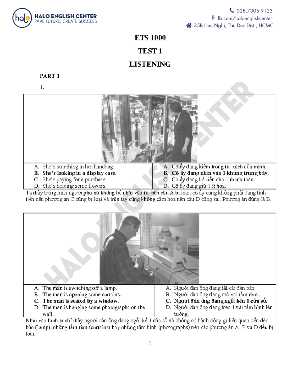 ETS 1000 Test 1 Listening - Nghe hiểu tiếng Anh dễ dàng - Studocu