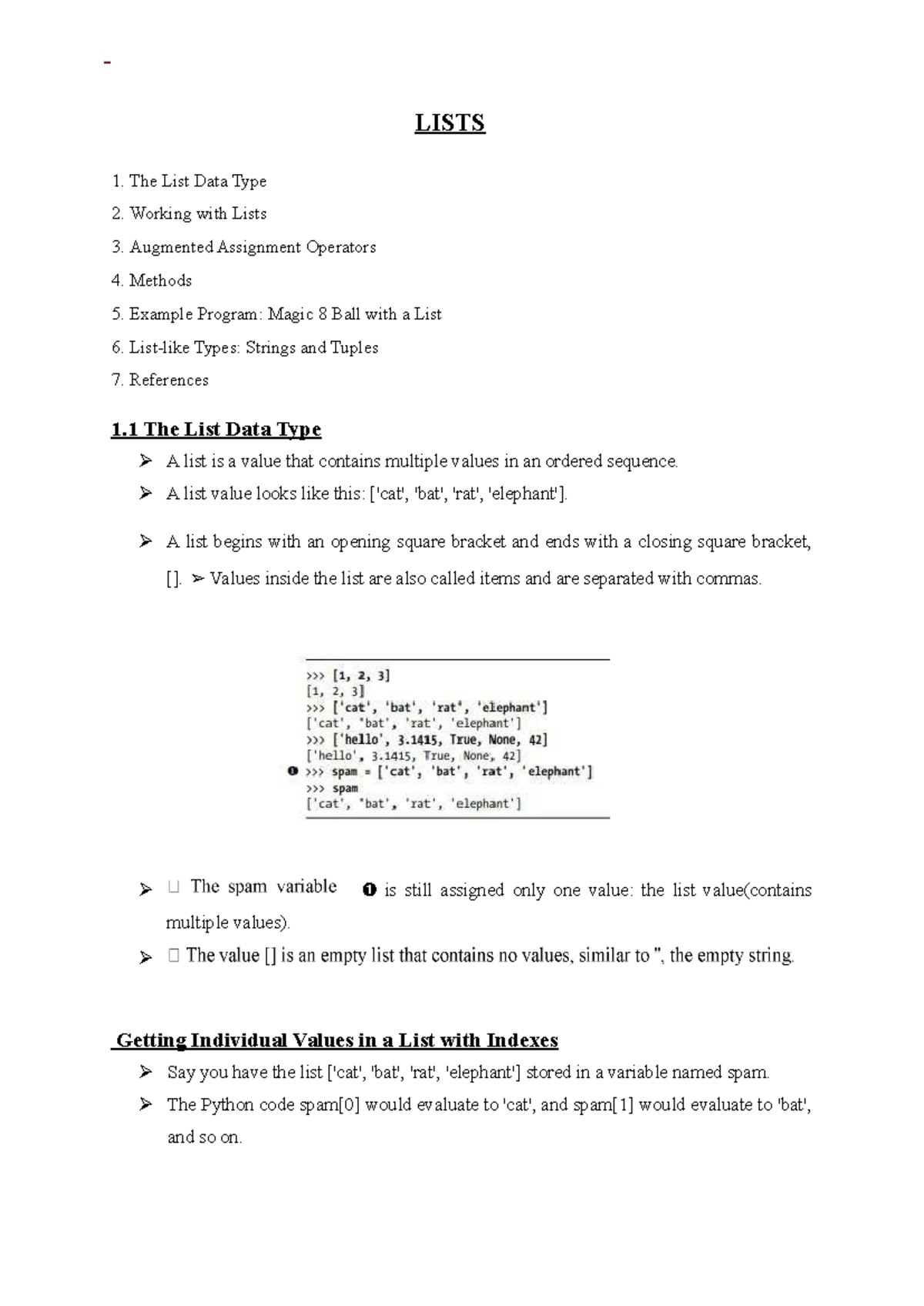 Python Lists Overview: Data Type, Methods, and Examples - Studocu