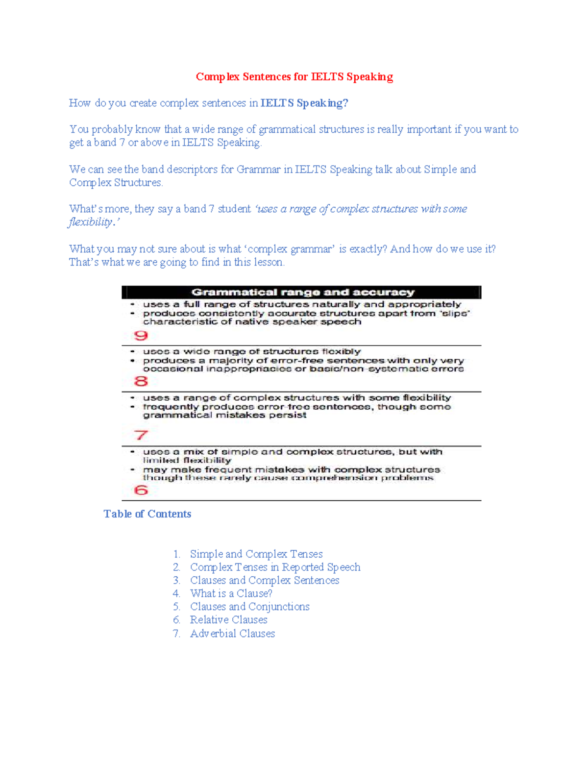 Complex Sentences for IELTS Speaking: A Guide to Band 7+ Success - Studocu