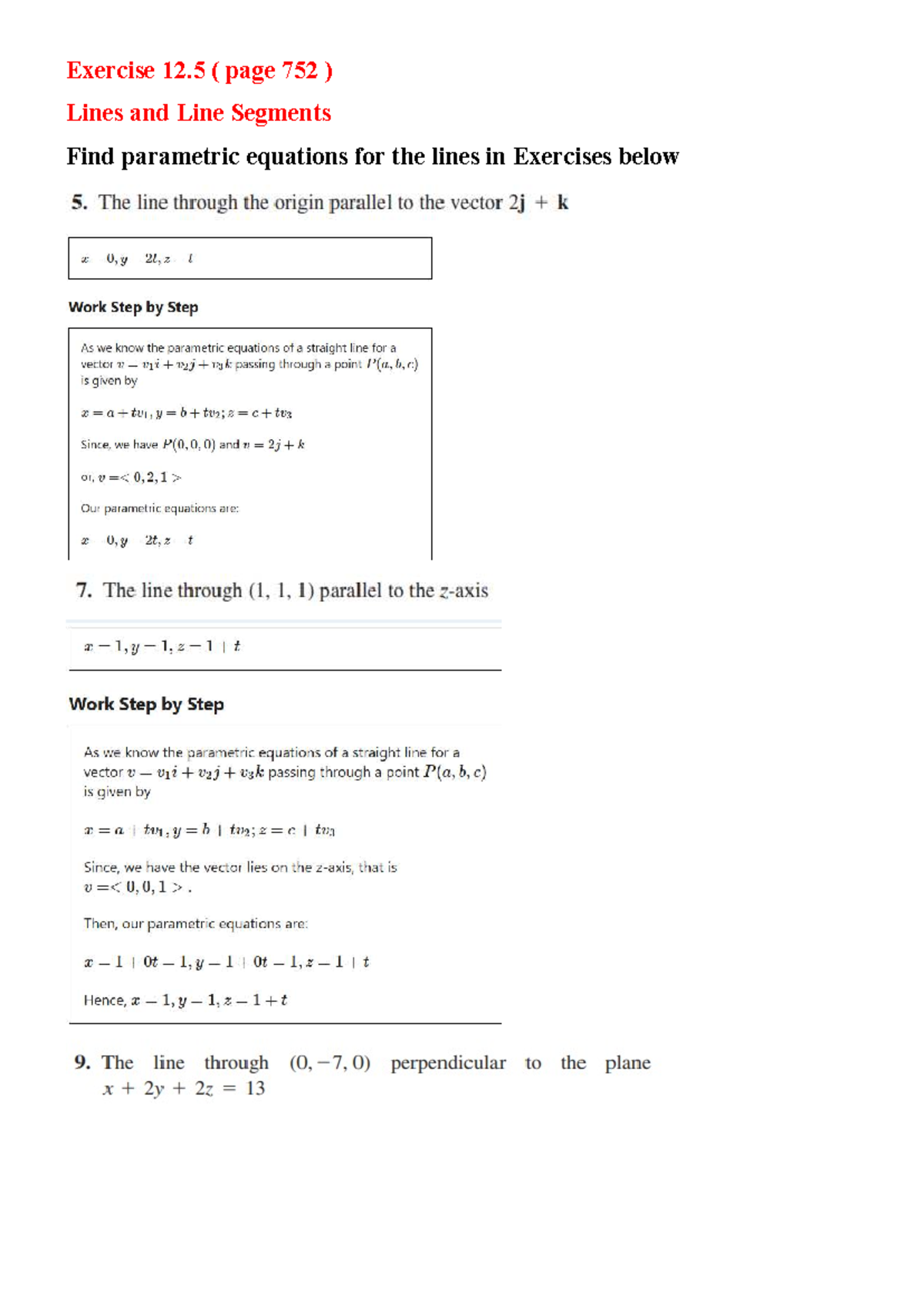 Exercise 12-5 - Lines, line segments, and planes notes - Studocu