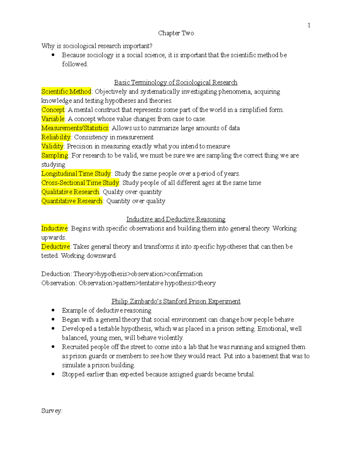Chapter Two Notes: Understanding Sociological Research Methods - Studocu