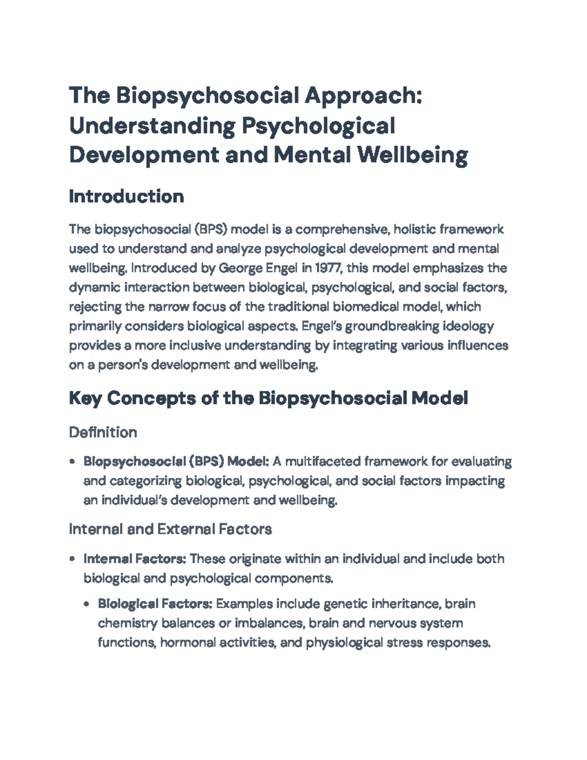The Biopsychosocial Model: Insights on Psychological Development ...
