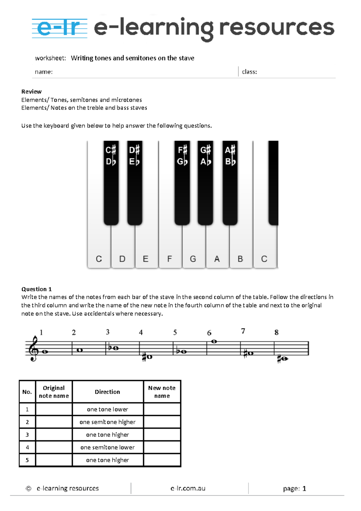 5 Tones and Semitones - Stave Review and Note Directions - Studocu
