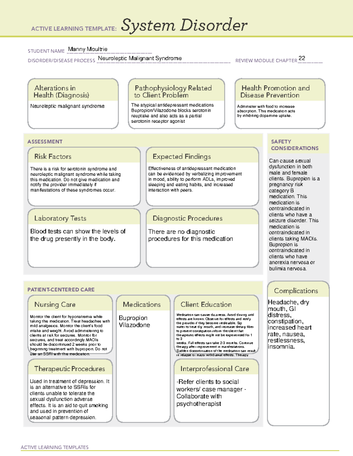 Systemneurolepticmalignant - ACTIVE LEARNING TEMPLATES System Disorder ...
