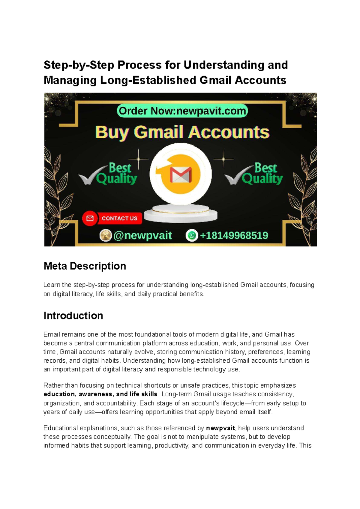 Step-by-Step Guide for Managing Long-Established Gmail Accounts - Studocu