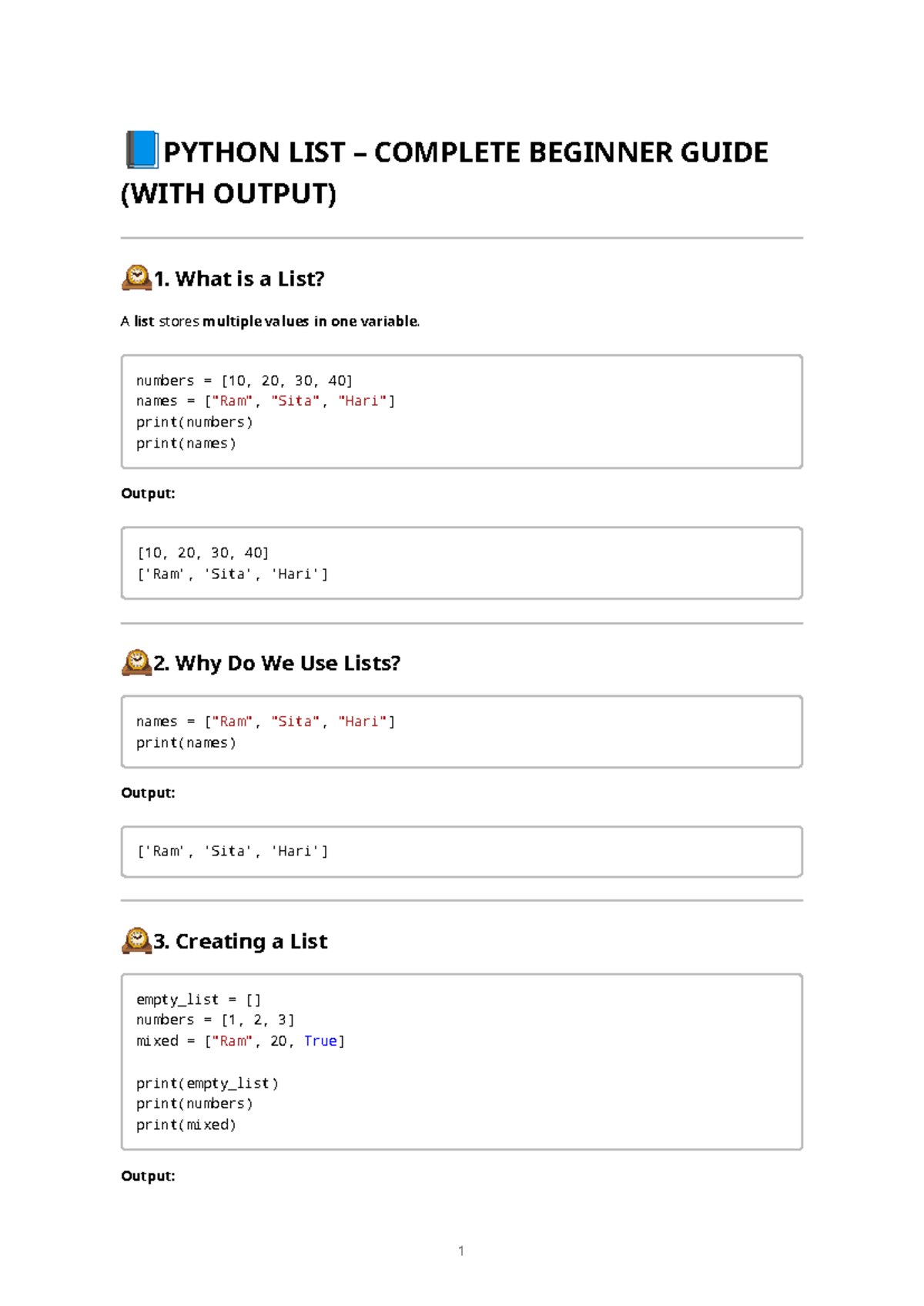 Python List Basics: A Complete Beginner's Guide (With Output) - Studocu