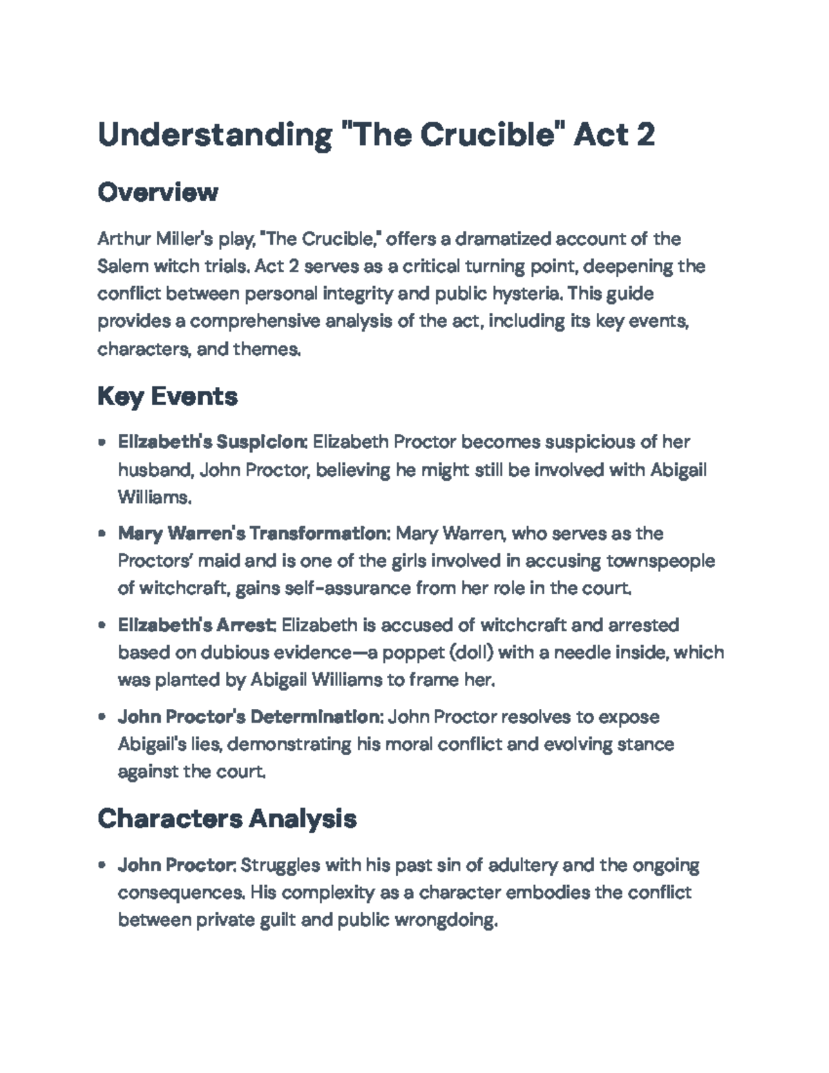 Understanding Act 2 of "The Crucible": Key Themes & Character Analysis ...